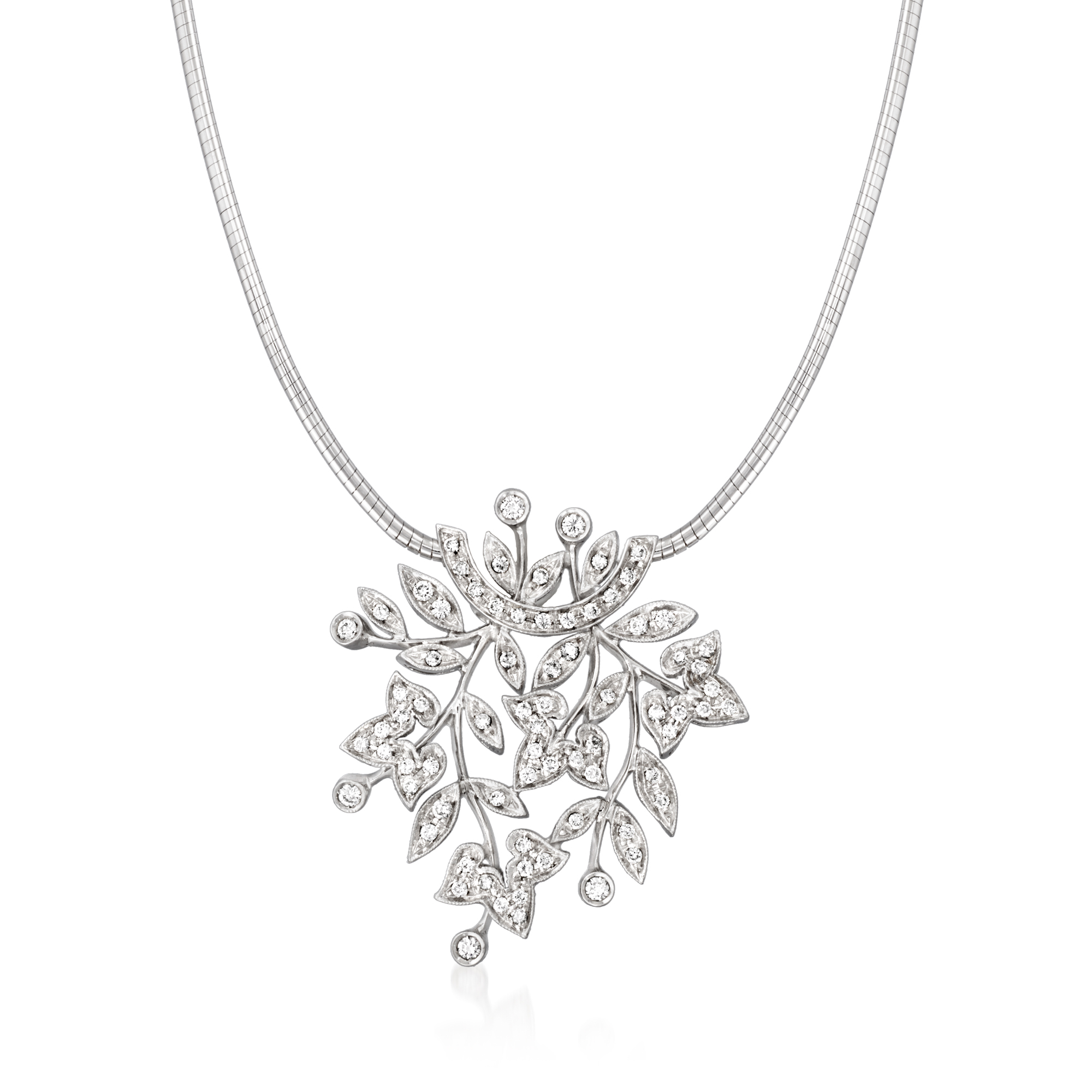 C. 1990 Vintage Chrysos .74 ct. t.w. Diamond Floral Omega Necklace in ...