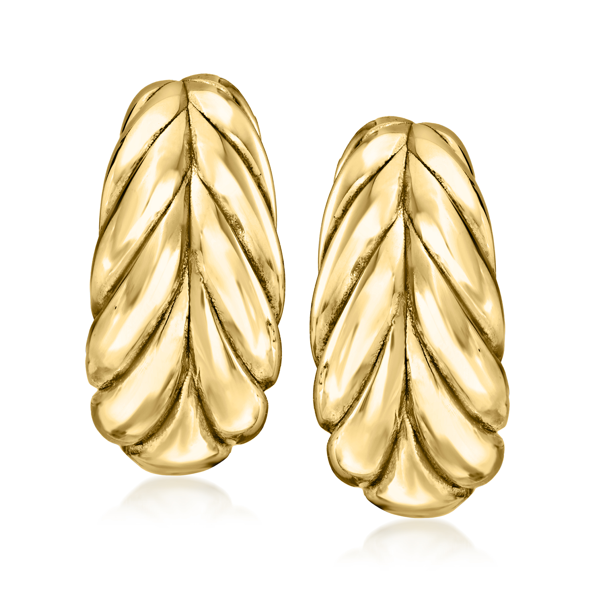 Italian 18kt Gold Over Sterling Woven-Pattern Curved Earrings | Ross-Simons