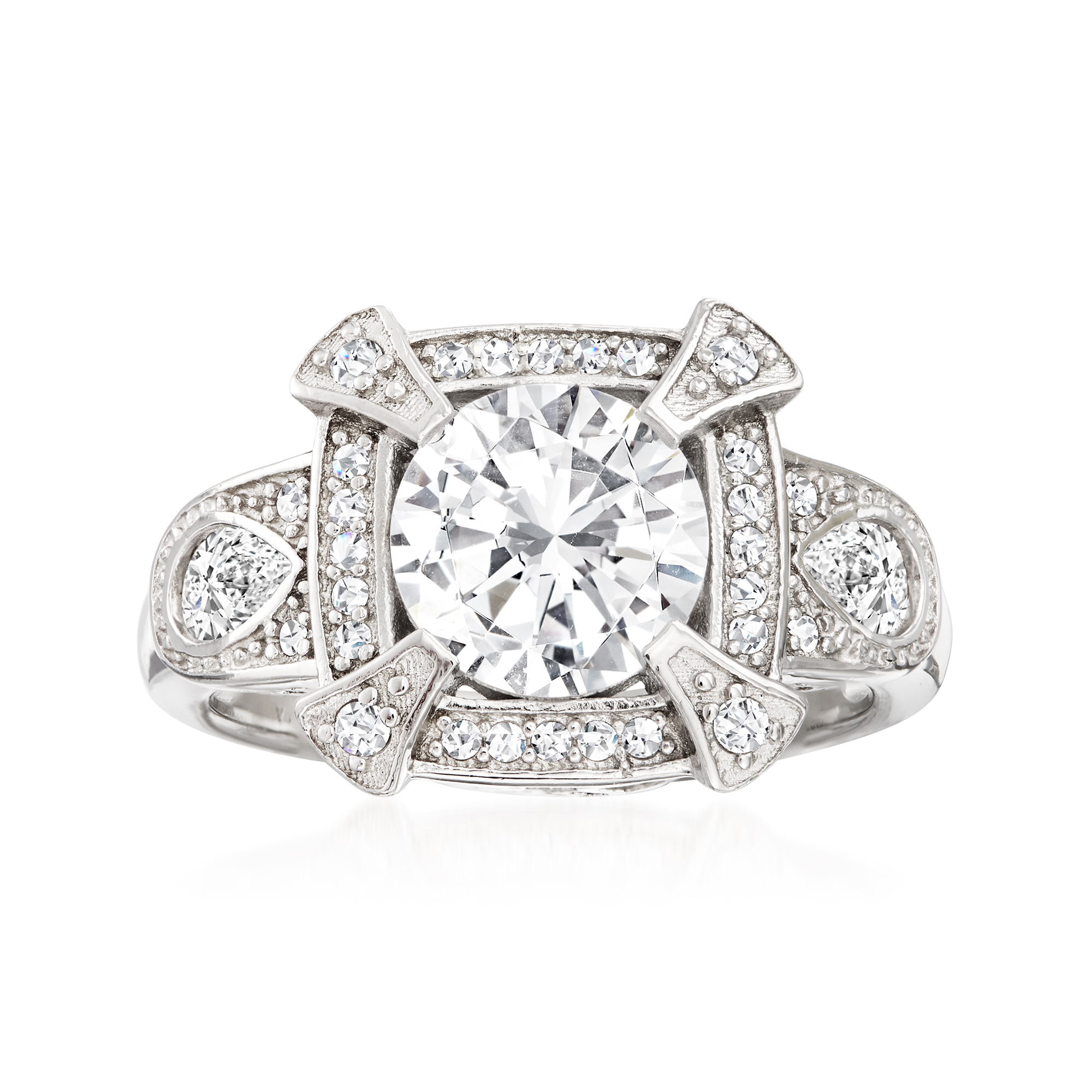2.70 ct. t.w. CZ Vintage-Style Ring in Sterling Silver | Ross-Simons