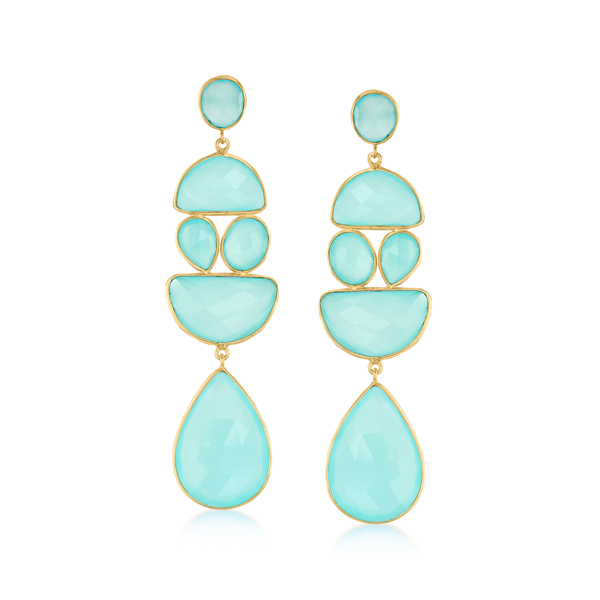 Blue Chalcedony Drop Earrings in 18kt Gold Over Sterling | Ross-Simons