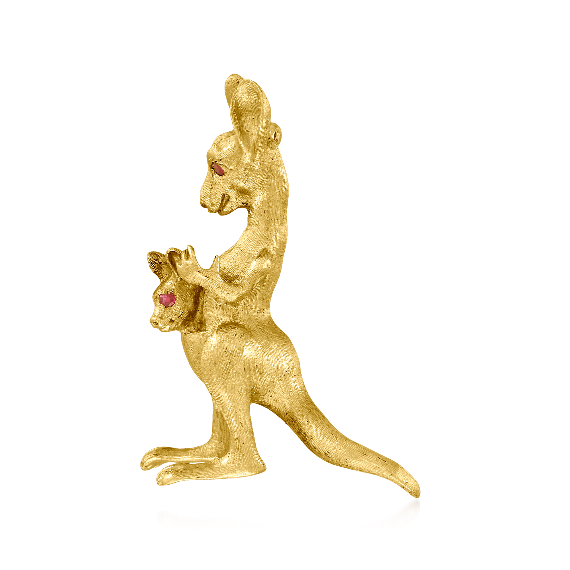 C. 1980 Vintage .10 ct. t.w. Ruby Kangaroo Pin in 14kt Yellow Gold ...