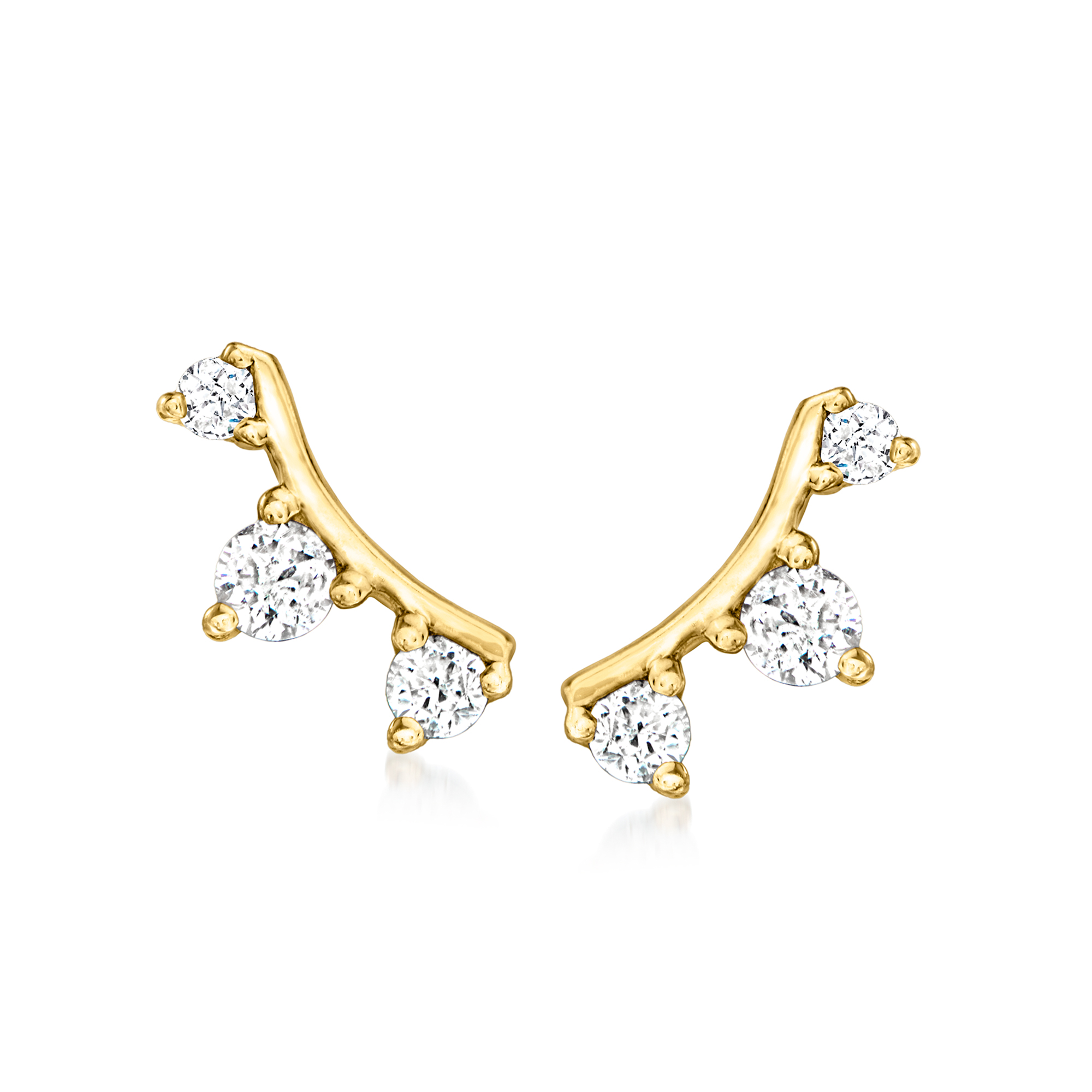.15 ct. t.w. Diamond Spike Stud Earrings in 14kt Yellow Gold | Ross-Simons