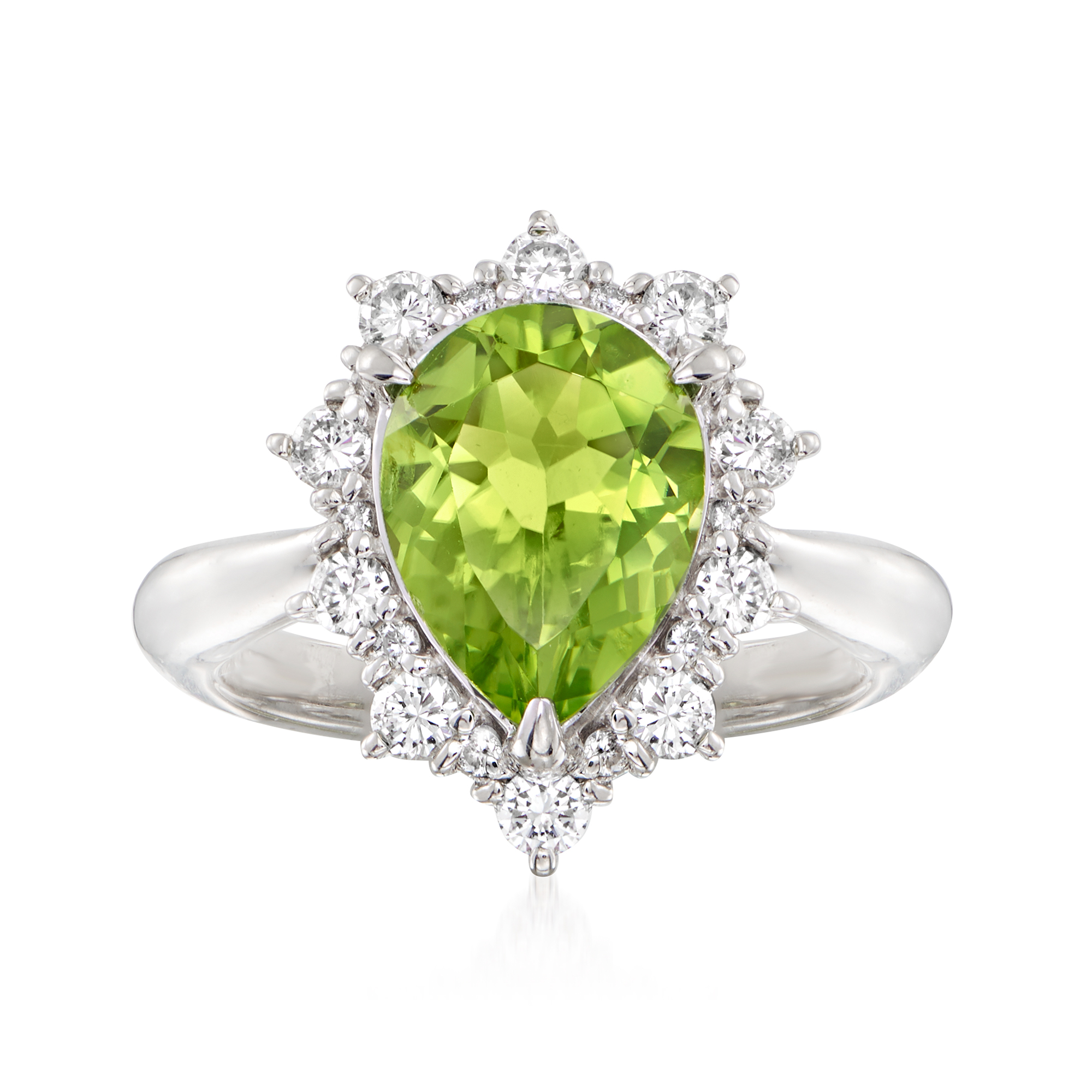 C. 1990 Vintage 2.68 Carat Peridot and .53 ct. t.w. Diamond Ring in ...
