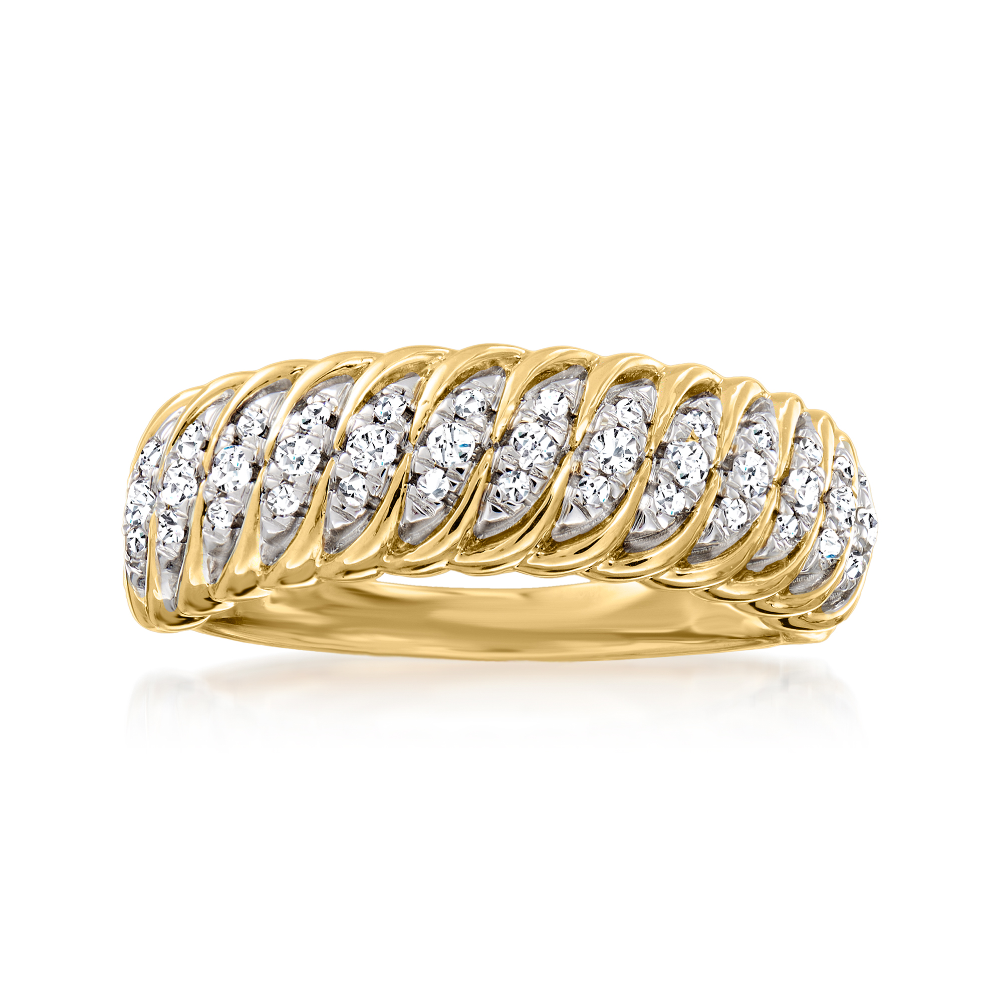 .25 ct. t.w. Diamond Twisted Ring in 10kt Yellow Gold | Ross-Simons