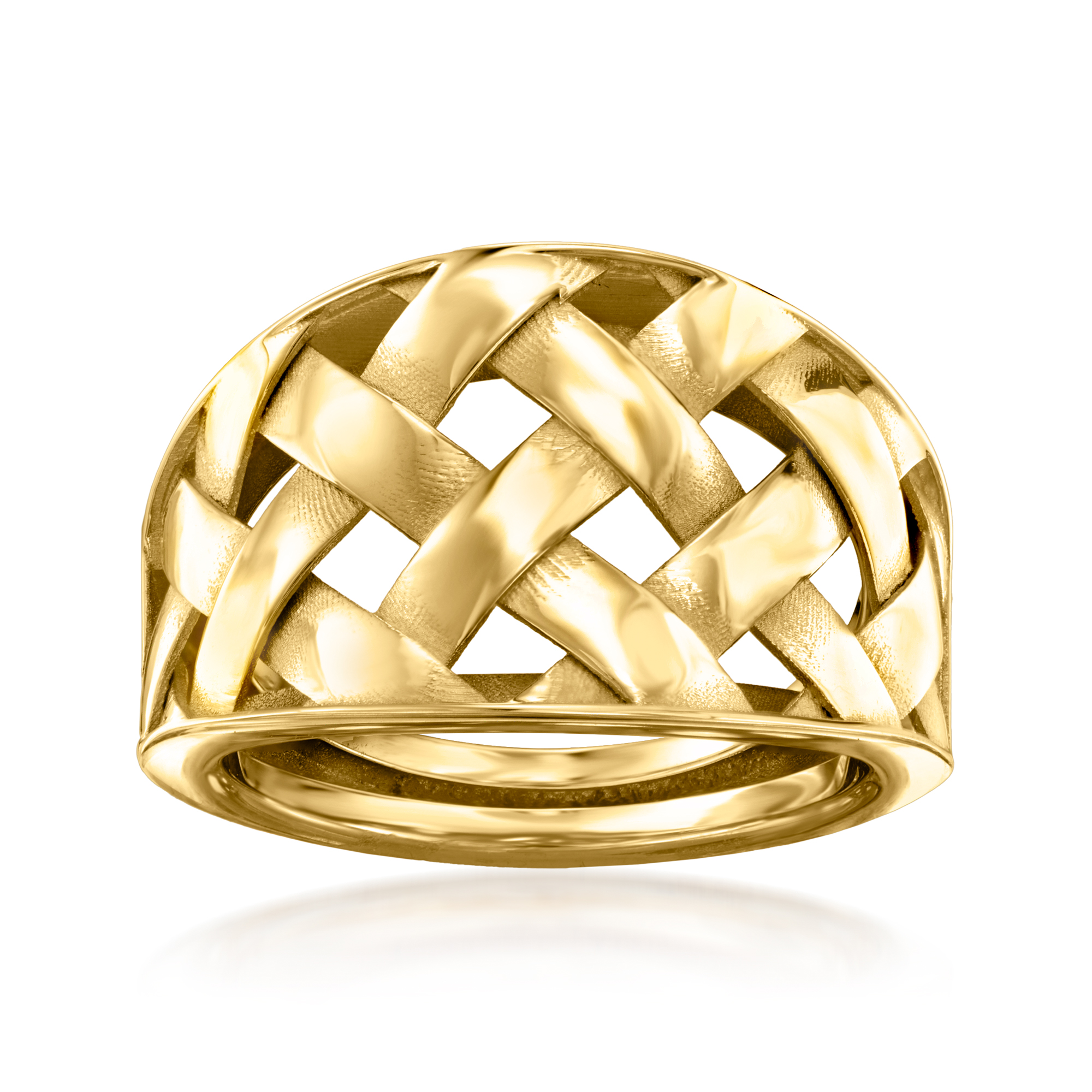 Italian 14kt Yellow Gold Basketweave Ring | Ross-Simons