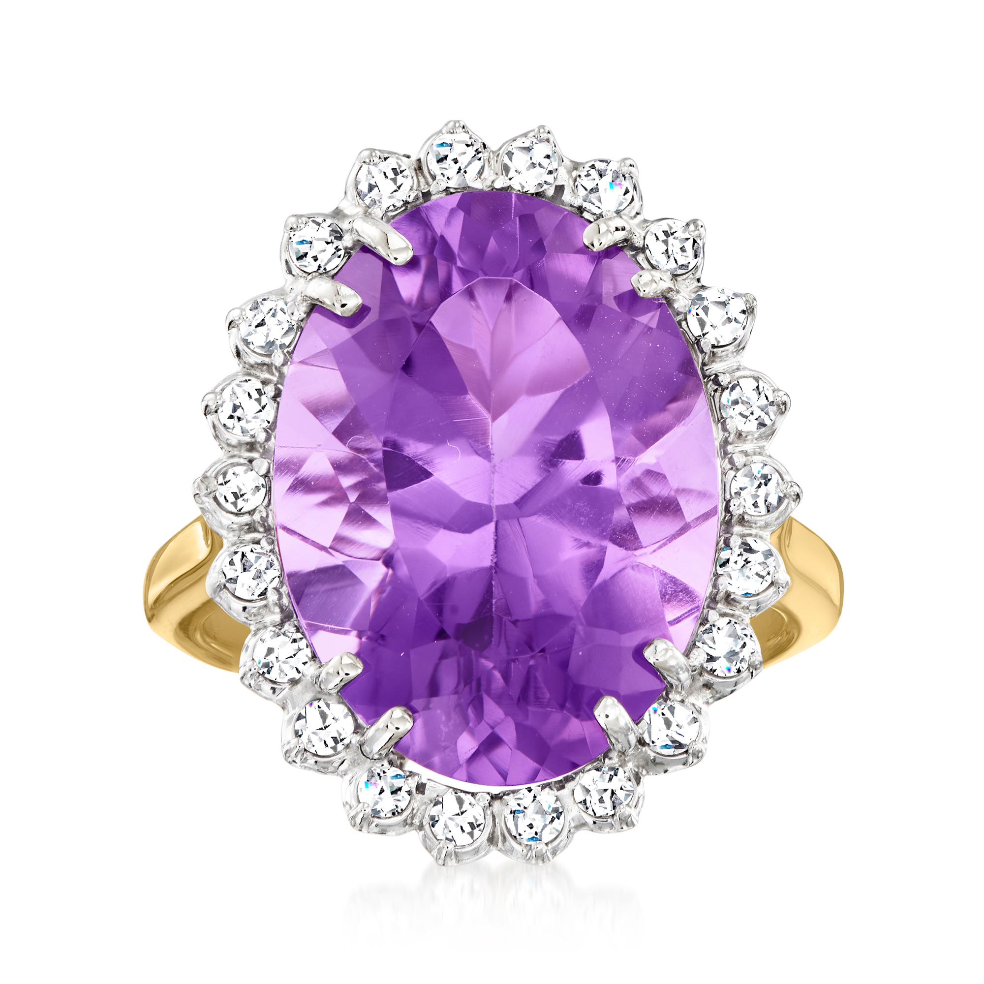 C. 1980 Vintage 12.50 Carat Amethyst and .55 ct. t.w. Diamond Ring in ...