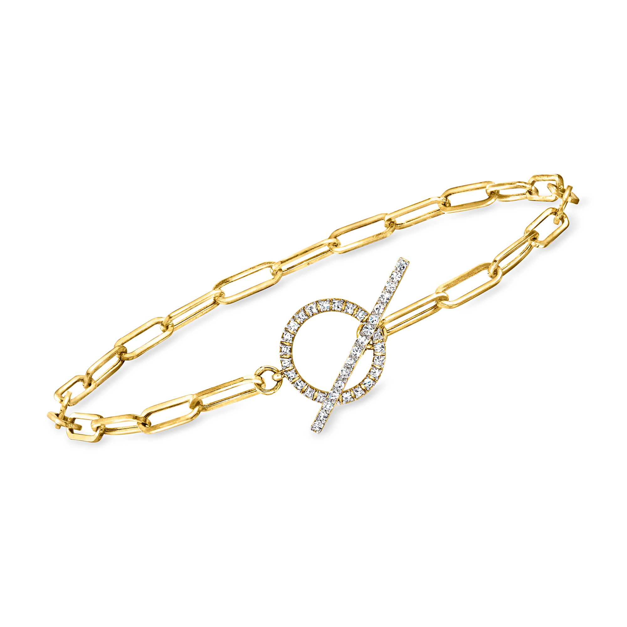 .25 ct. t.w. Diamond Toggle Clasp Paper Clip Link Bracelet in 14kt ...