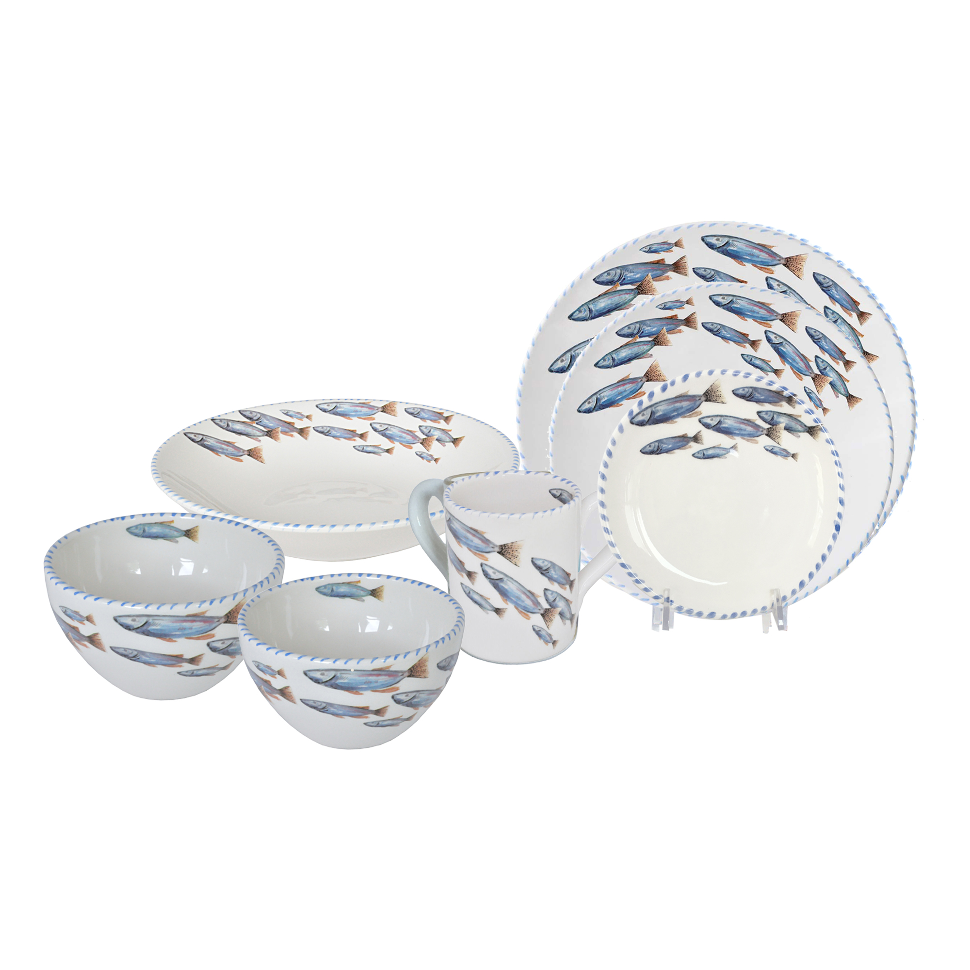 Abbiamo Tutto "School of Fish" Ceramic Dinnerware from Italy | Ross-Simons