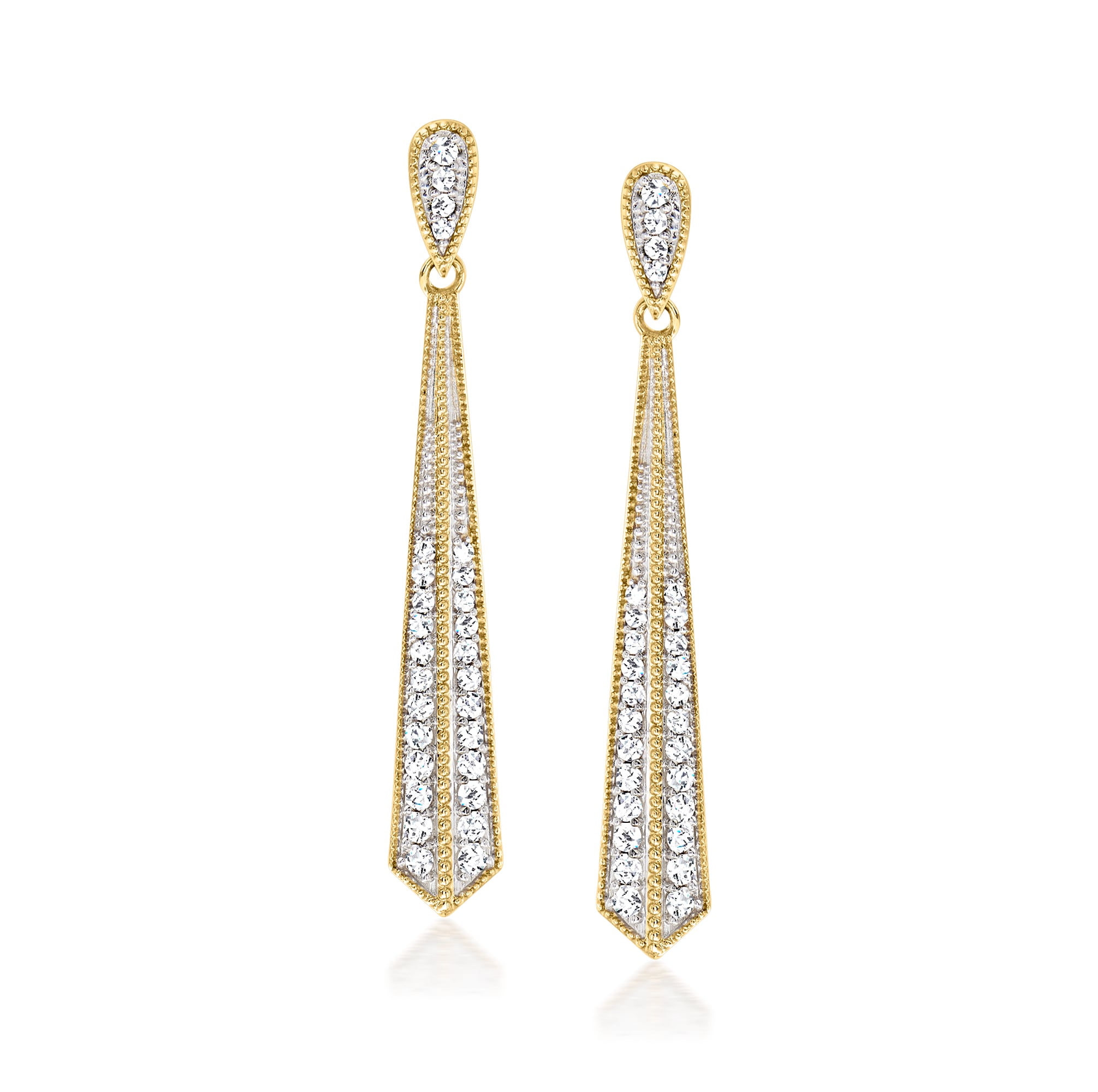 .50 ct. t.w. Diamond Milgrain Linear Drop Earrings in 14kt Yellow Gold ...