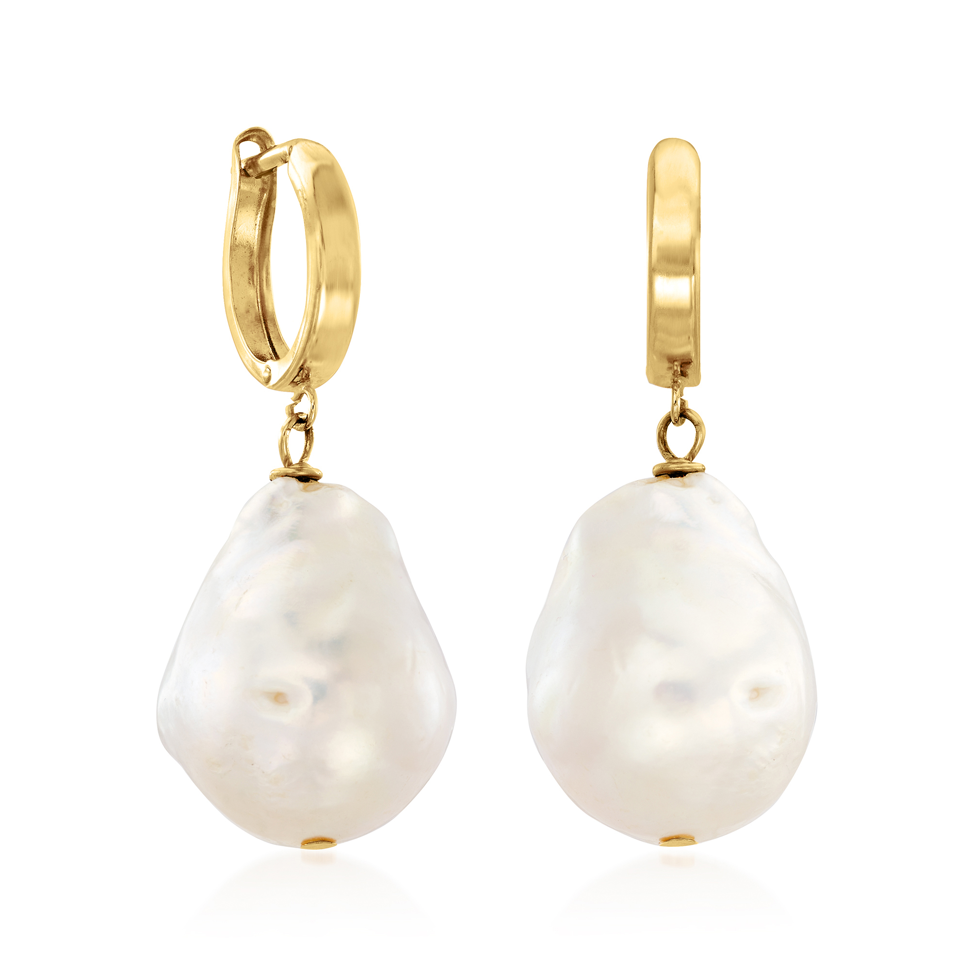 14-15mm Cultured Freshwater Baroque Pearl Drop Earrings with 14kt Yellow Gold | Ross-Simons