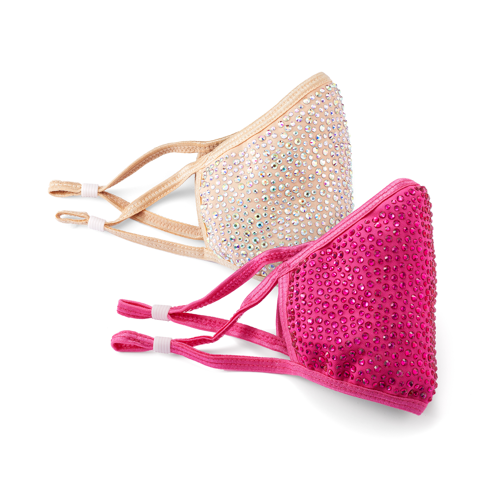 Natalie Mills "Destiny" Set of 2 Dark Pink and Beige Austrian Crystal ...