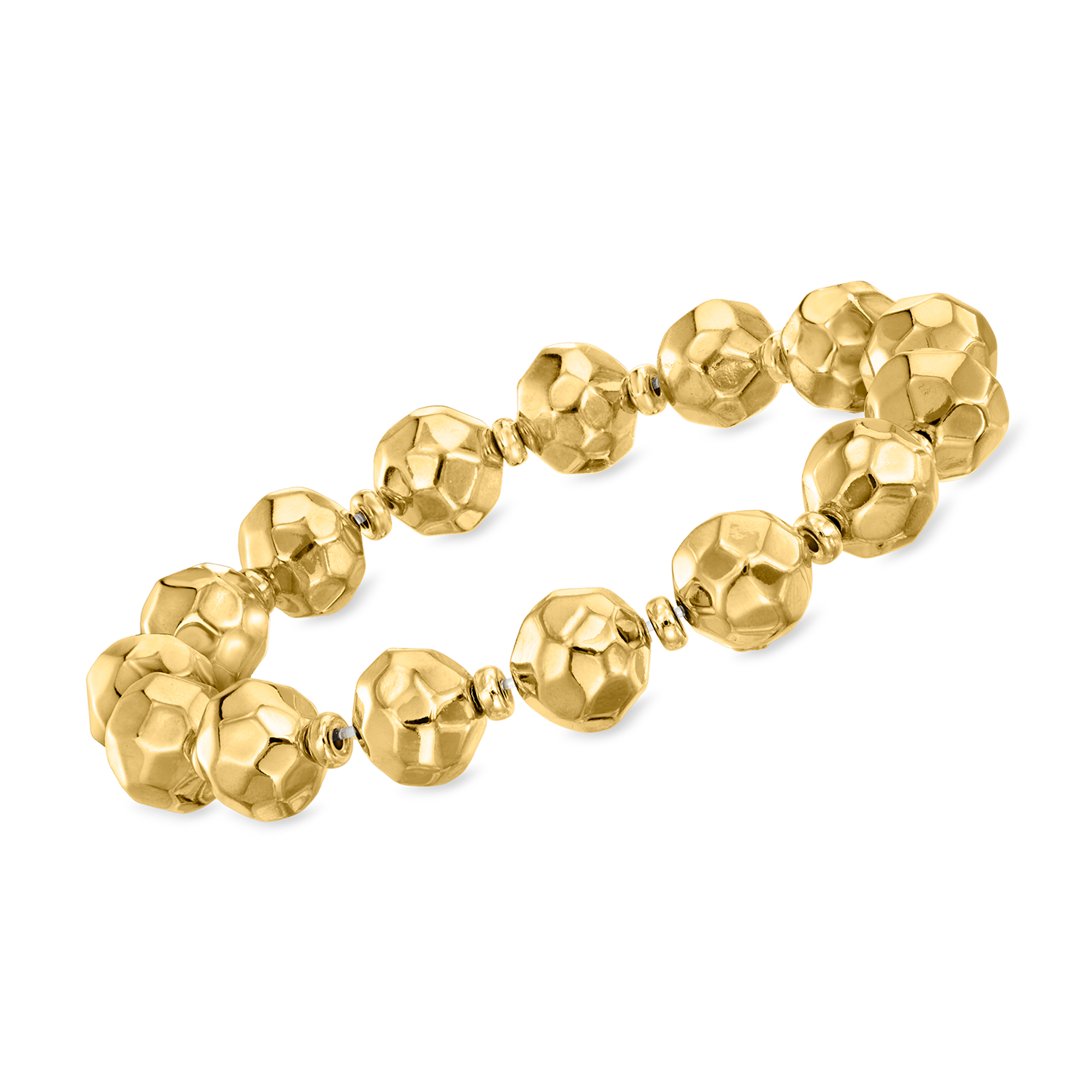 Italian 18kt Gold Over Sterling Faceted Bead Stretch Bracelet | Ross-Simons