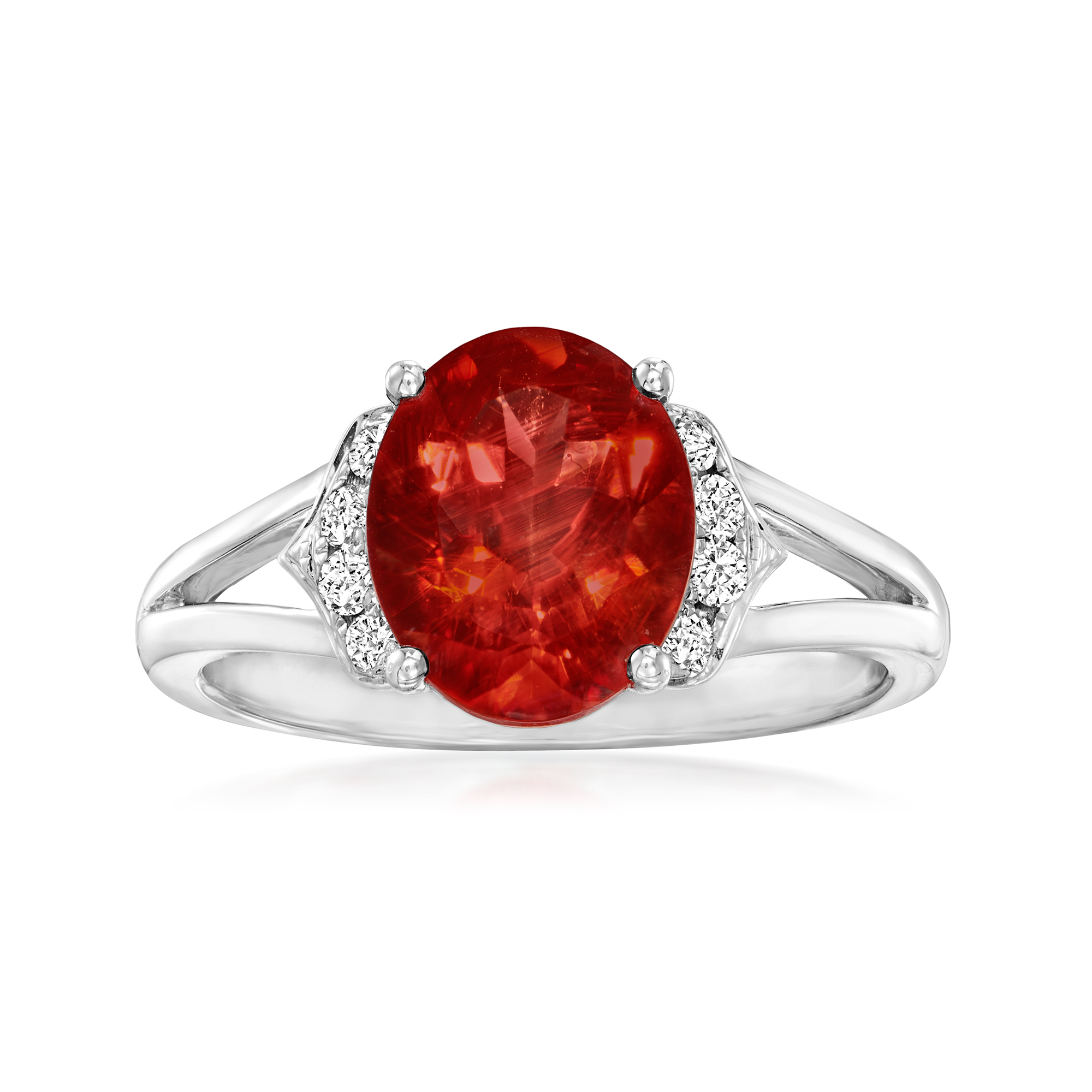 Orange Labradorite Ring with .15 ct. t.w. Diamonds in 14kt White Gold ...