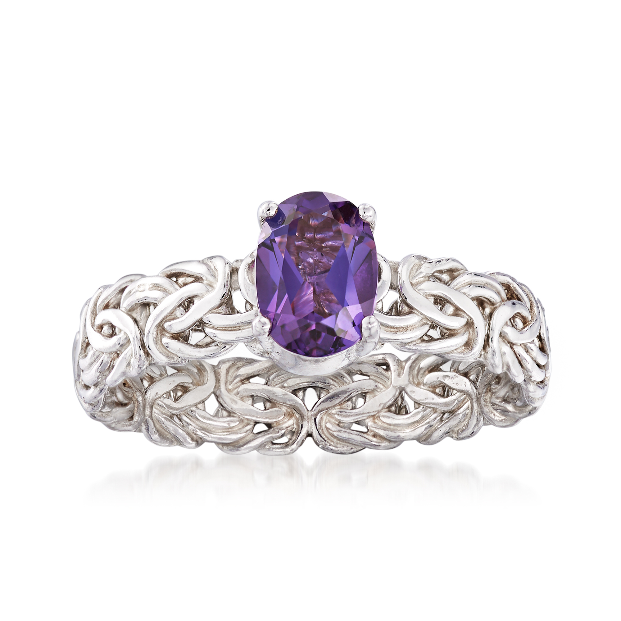 .70 Carat Amethyst Byzantine Ring in Sterling Silver | Ross-Simons