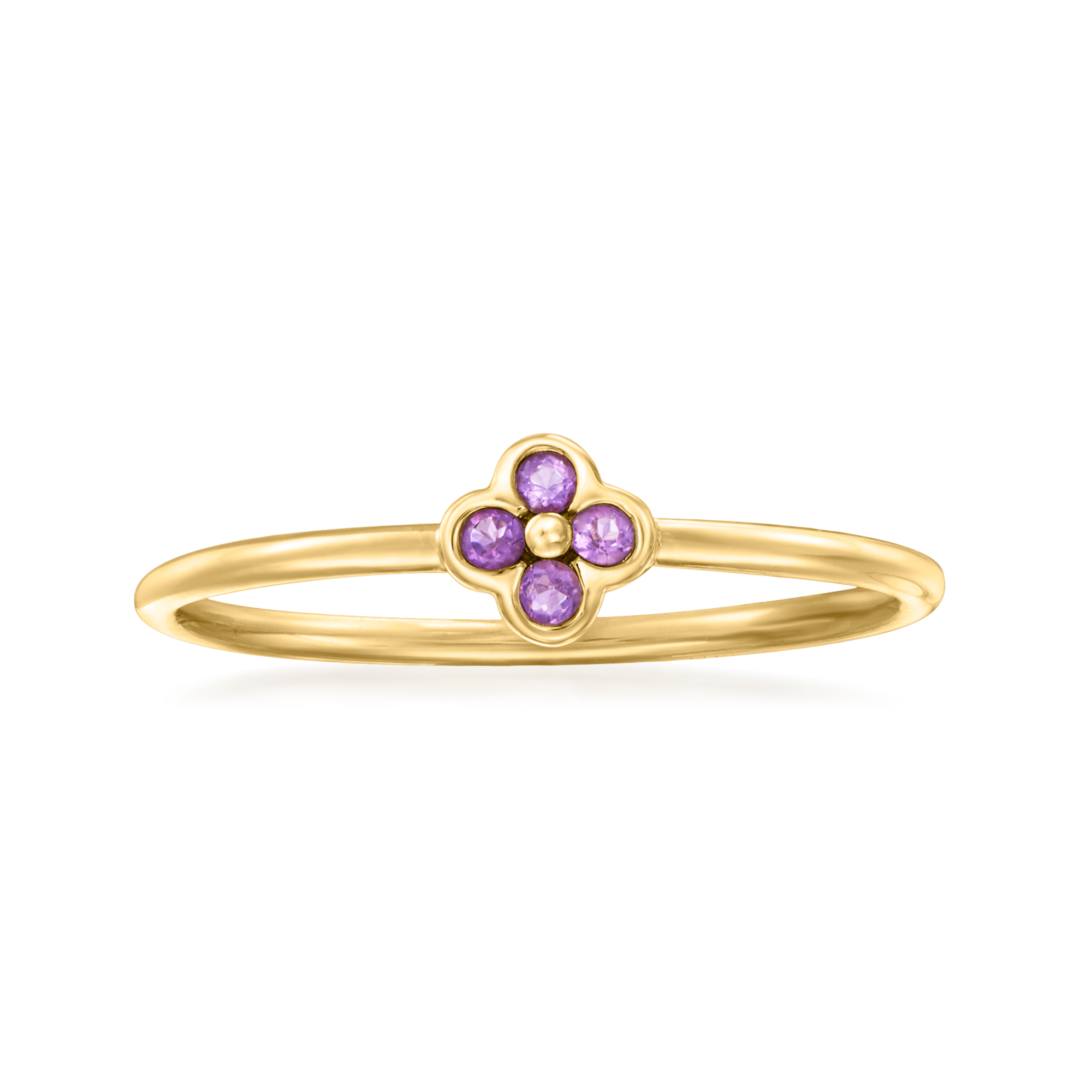 Amethyst-Accented Flower Ring in 14kt Yellow Gold | Ross-Simons