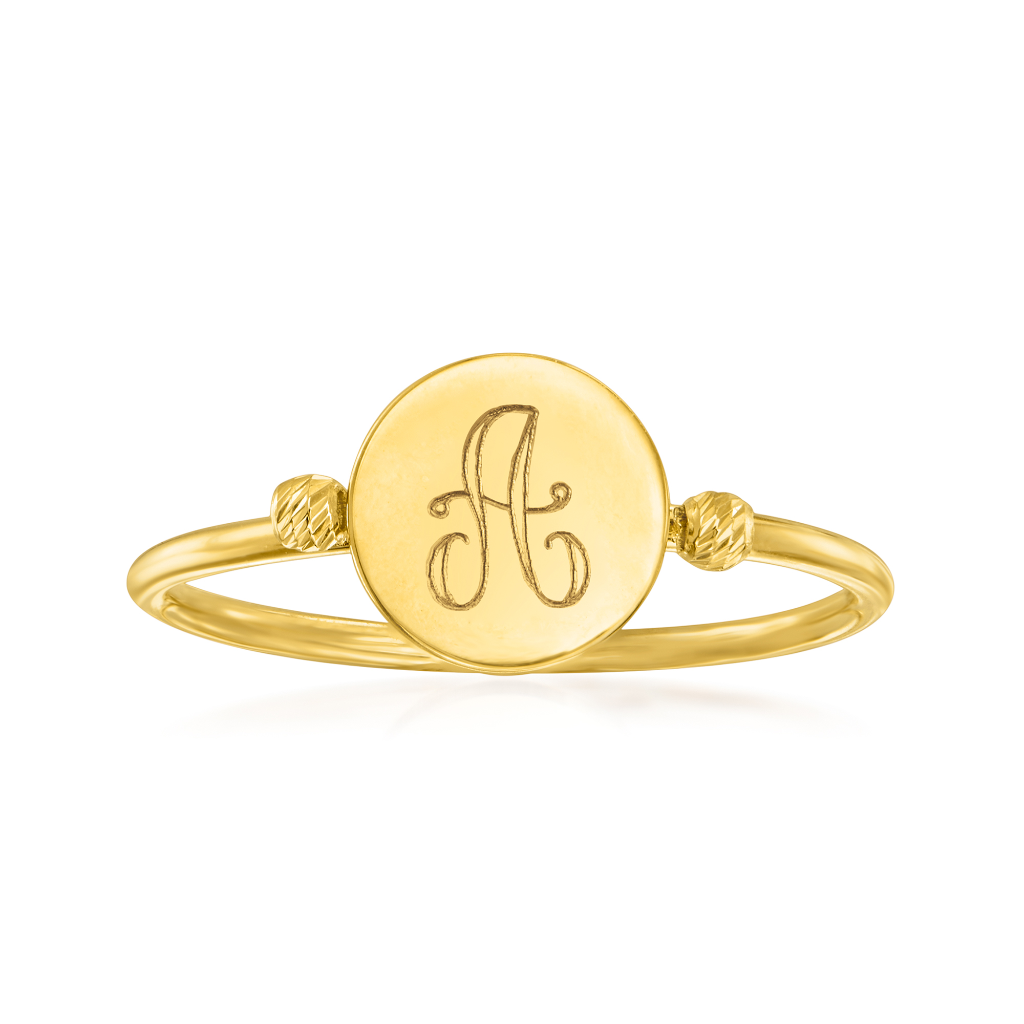 14kt Yellow Gold Personalized Disc Ring | Ross-Simons