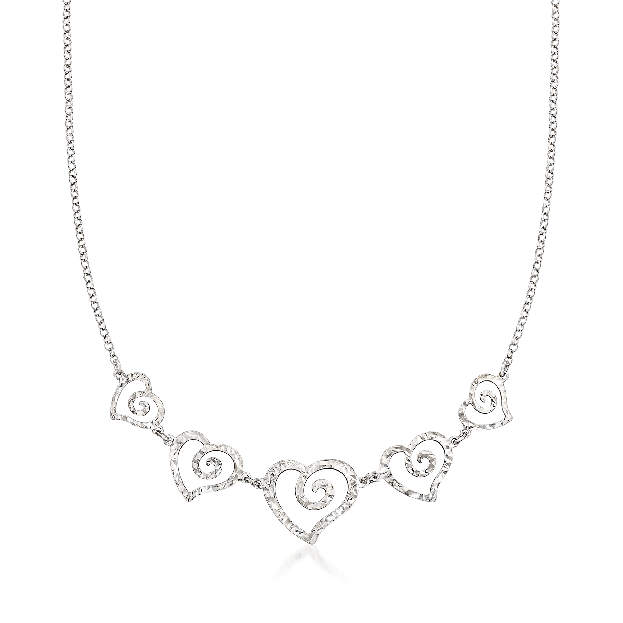 Italian Sterling Silver Graduated Heart Station Necklace | Ross-Simons