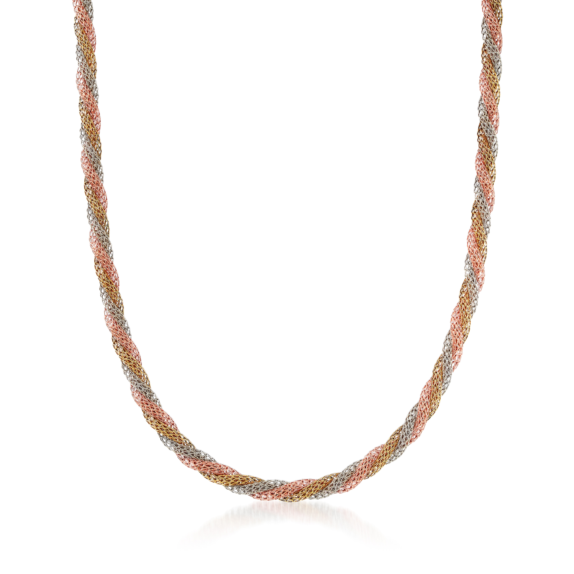 C. 1990 Vintage 14kt Tri-Colored Gold Twisted Mesh Necklace | Ross-Simons