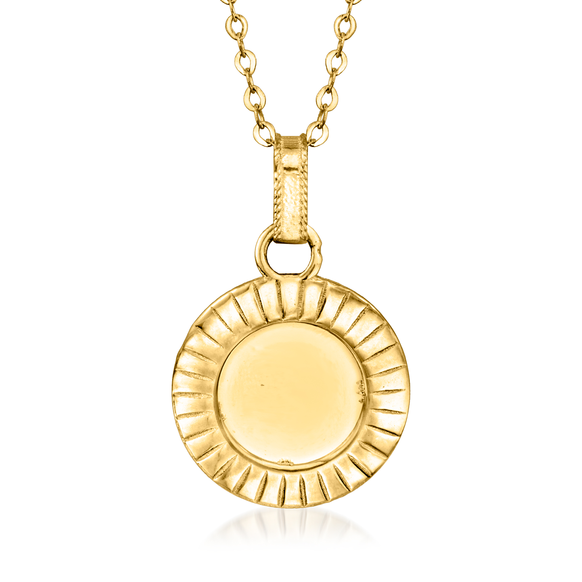 Italian 14kt Yellow Gold Personalized Medallion Disc Pendant Necklace ...