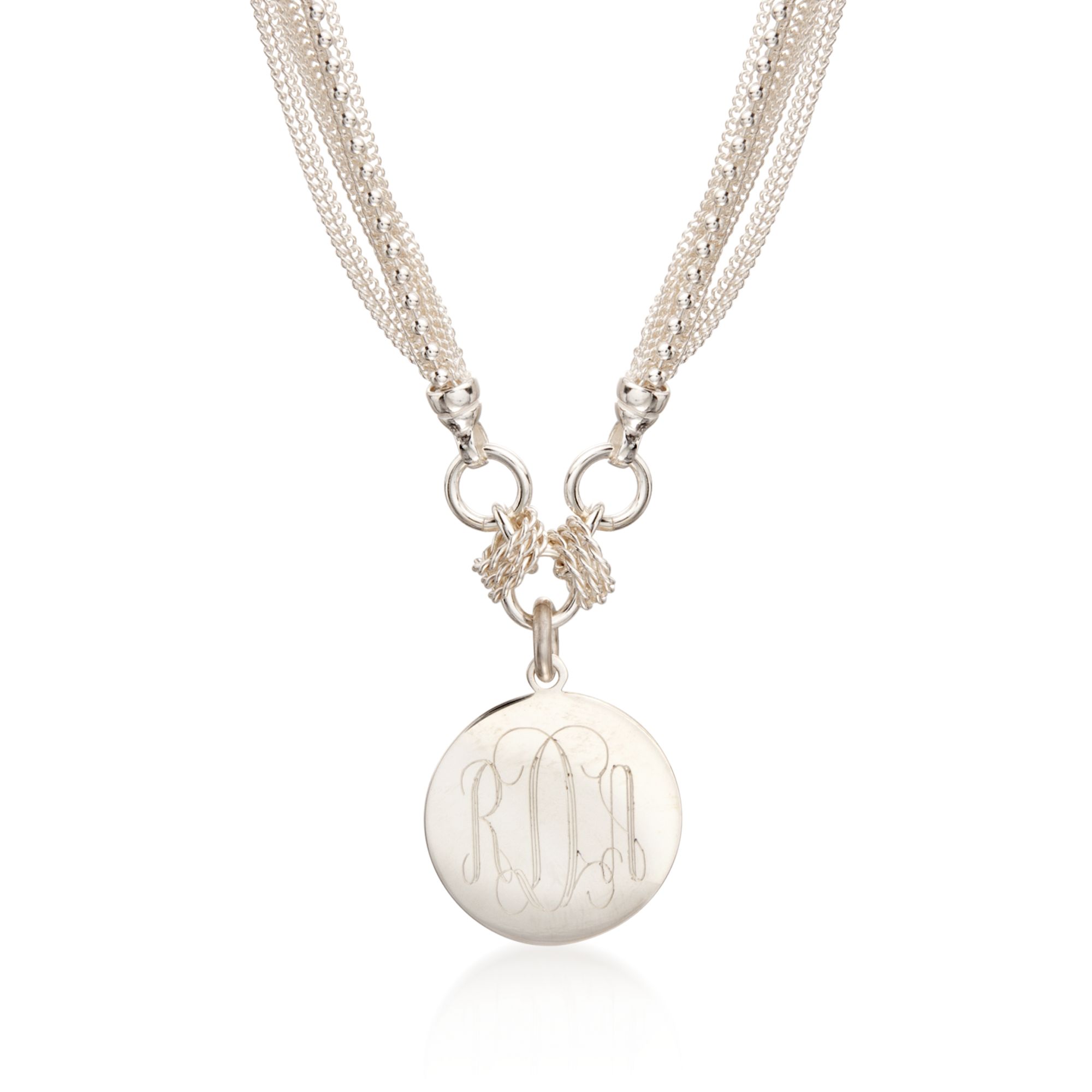 Sterling Silver Monogram Disc Multi Strand Necklace Ross Simons