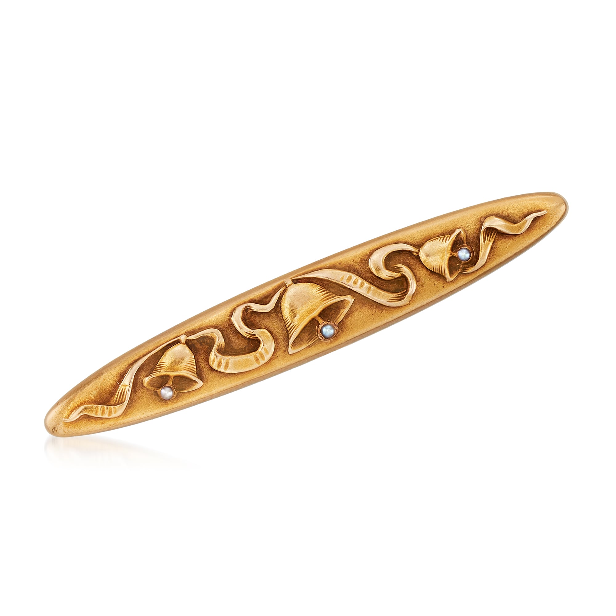 C. 1930 Vintage 14kt Yellow Gold Bell Pin with Seed Pearls | Ross-Simons