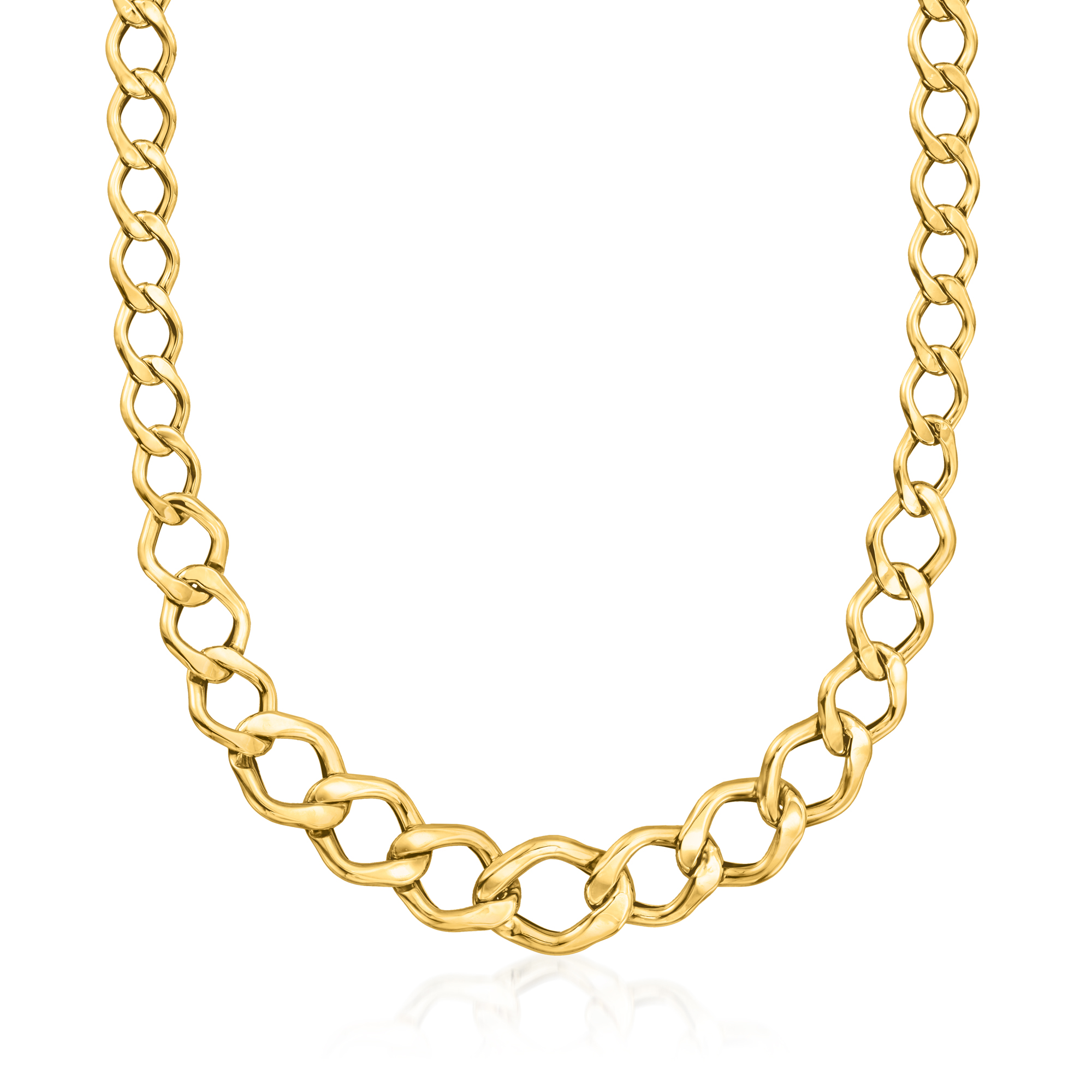 Italian 14kt Yellow Gold Graduated Curb-Link Necklace | Ross-Simons