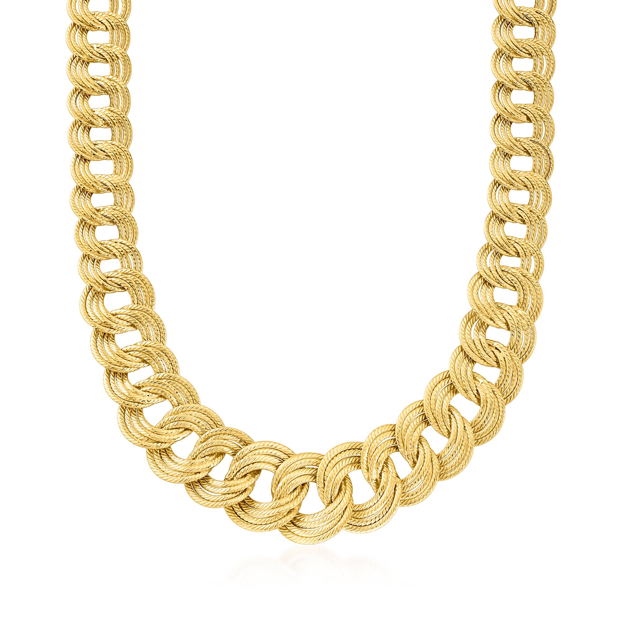 14kt Yellow Gold Graduated Multi-Link Necklace | Ross-Simons