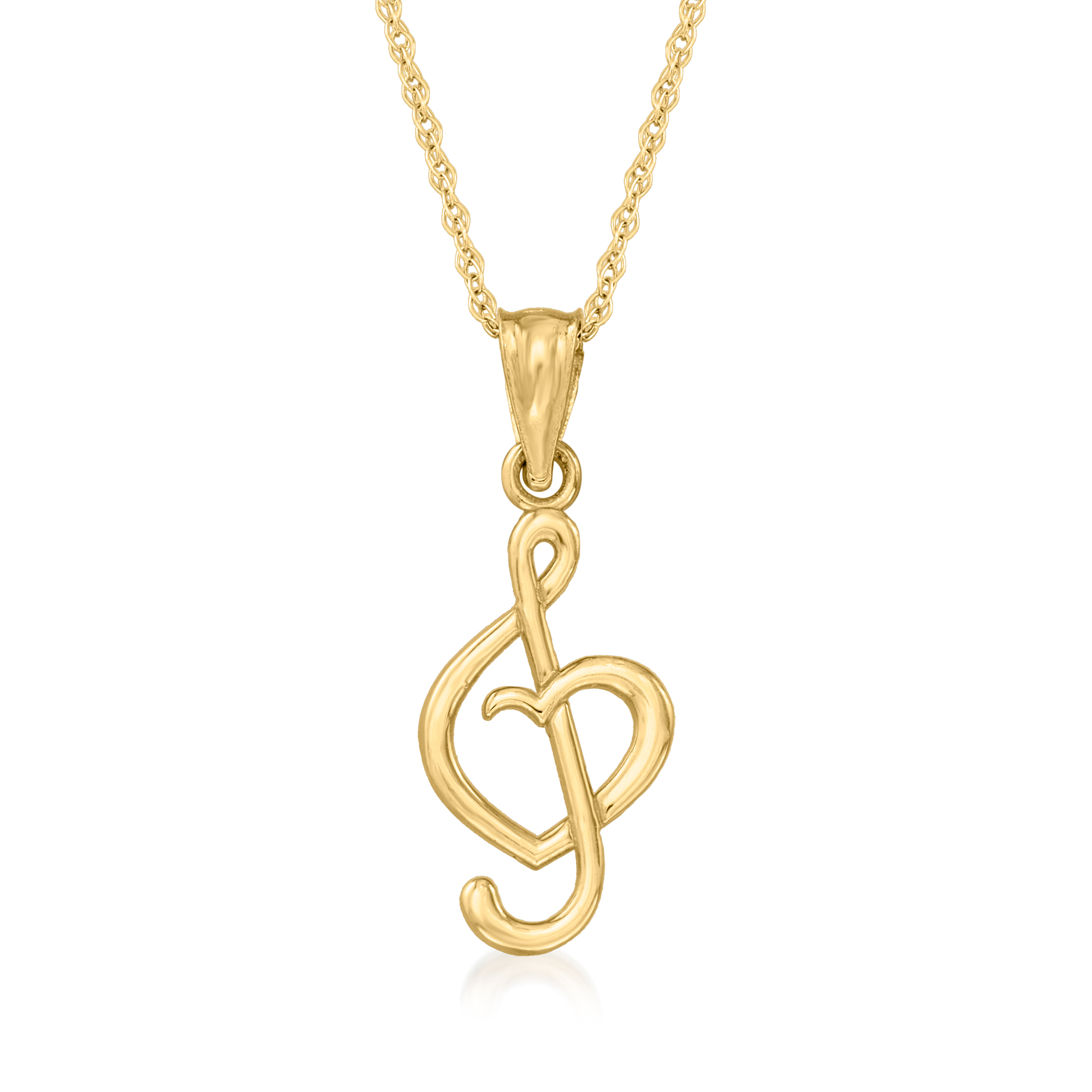 14kt Yellow Gold Treble Clef Pendant Necklace | Ross-Simons