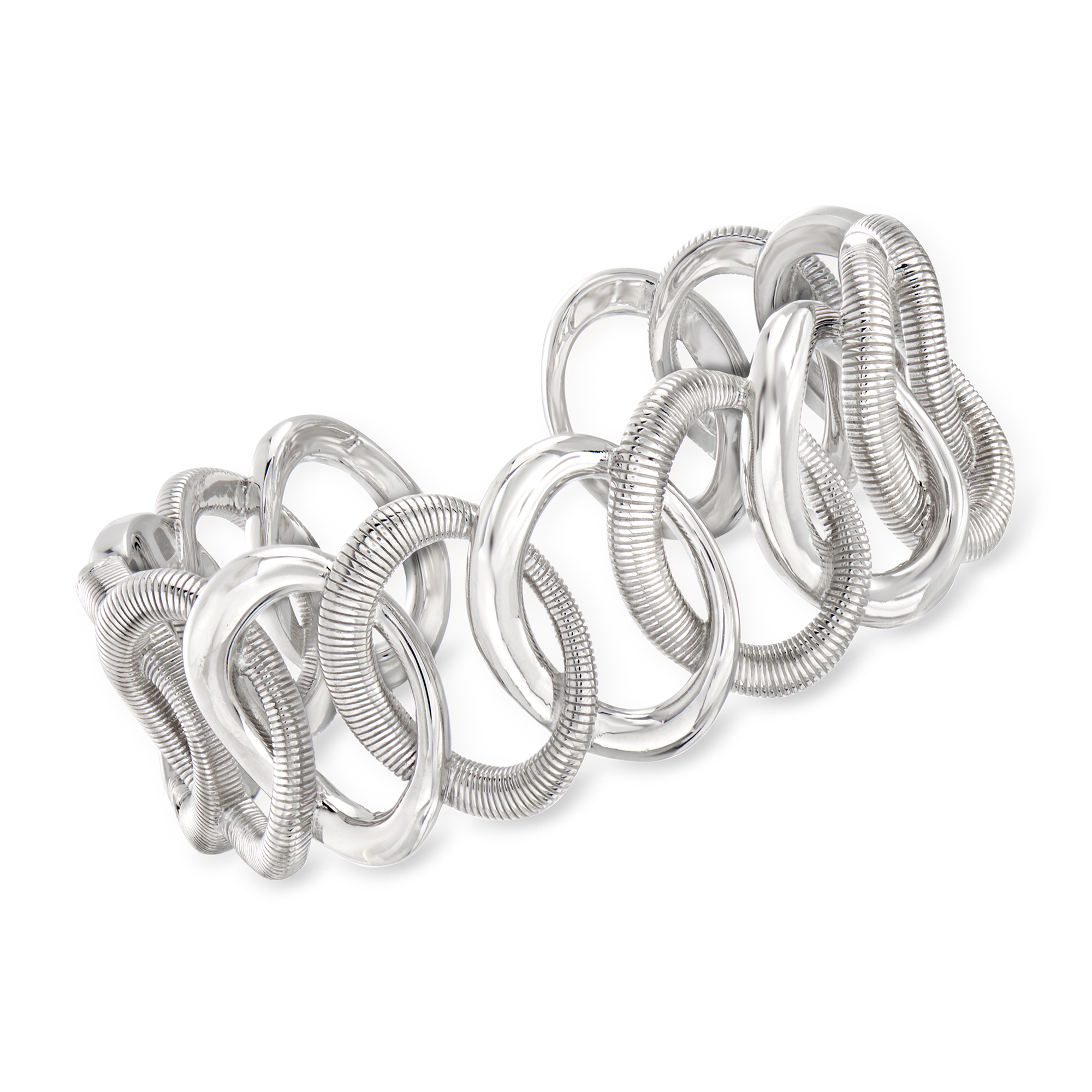 Judith Ripka "Eternity" Sterling Silver Interlocking-Link Cuff Bracelet ...