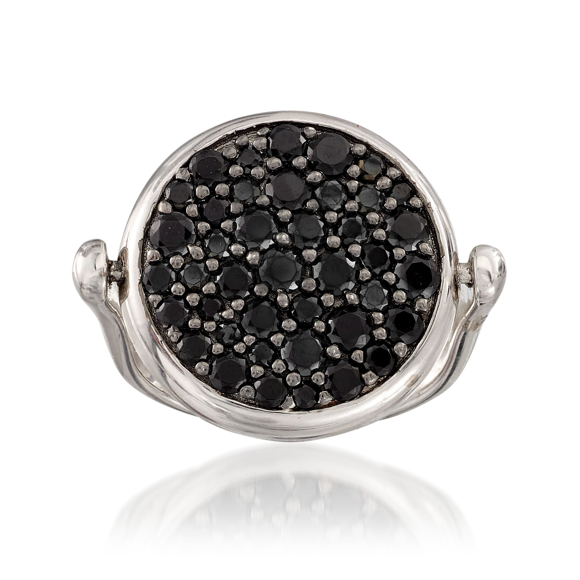 Italian Sterling Silver Flip Ring with 1.70 ct. t.w. Black Spinels and ...