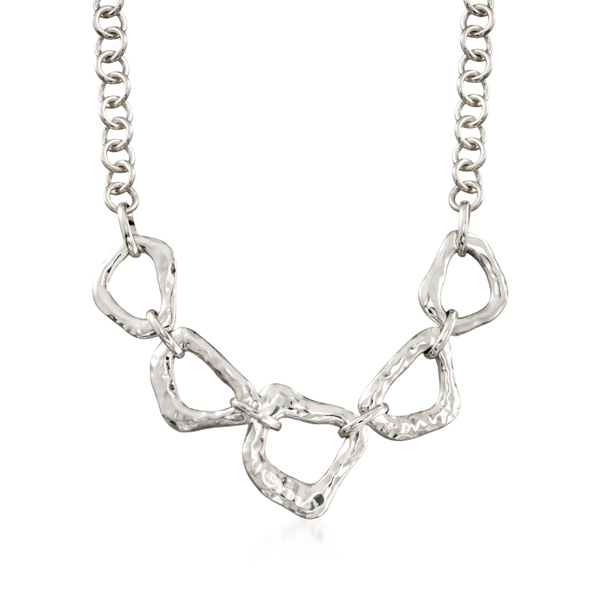 Zina Sterling Silver "Touchstone" Reversible Geometric Link Necklace ...