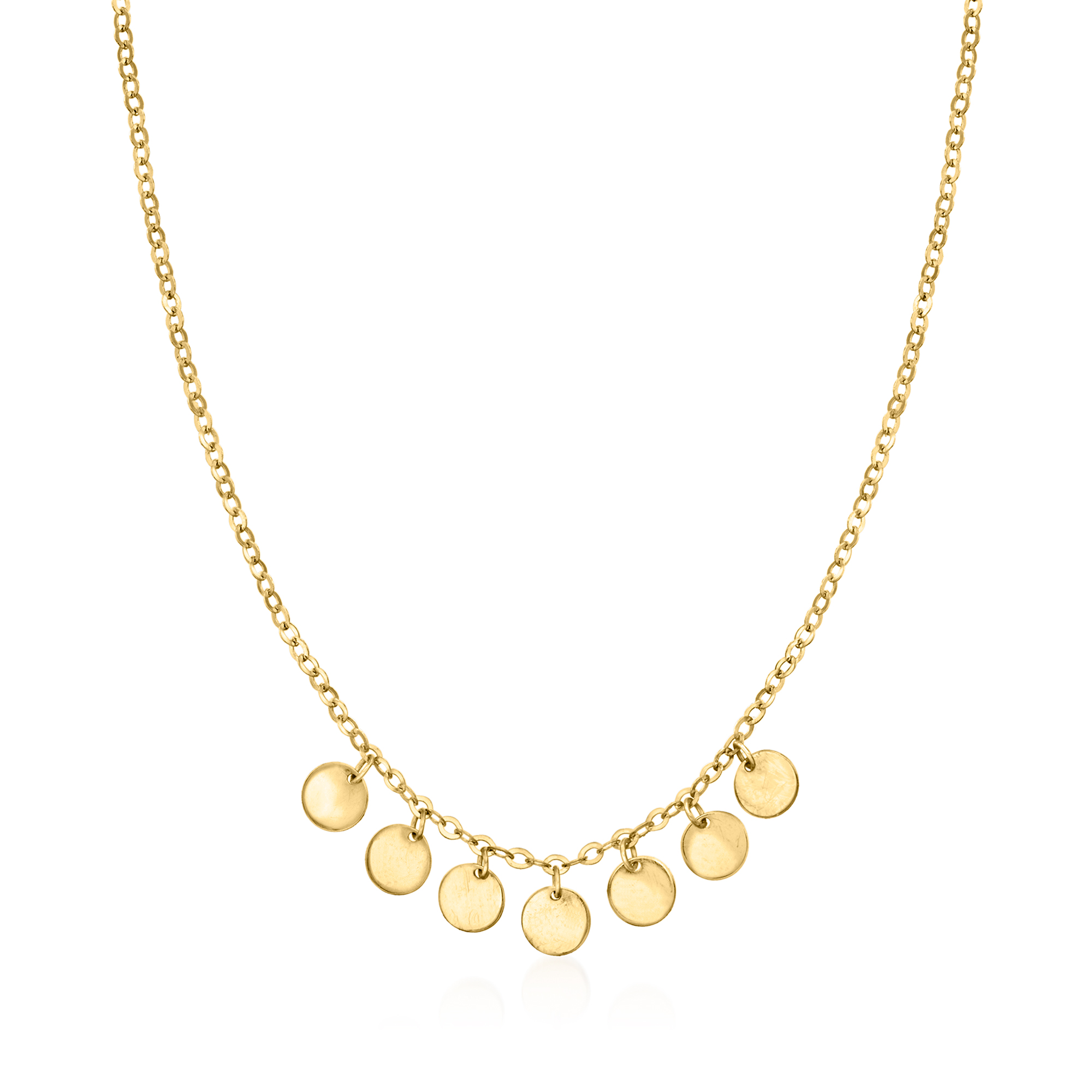 Italian 14kt Yellow Gold Disc Drop Necklace | Ross-Simons