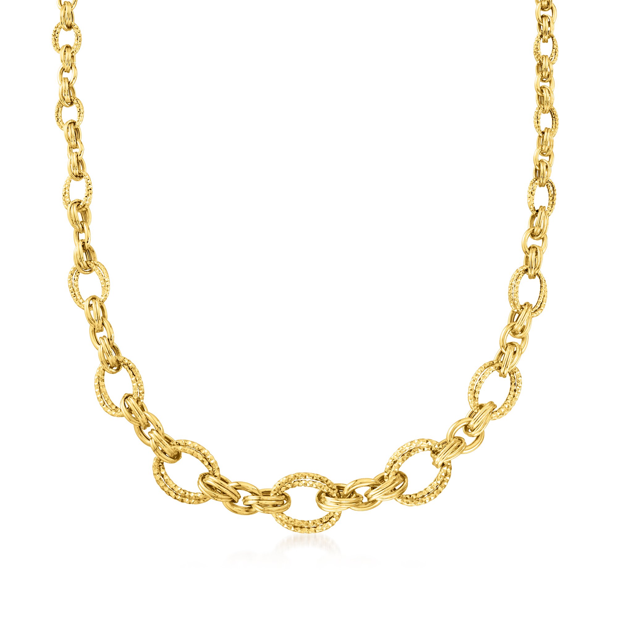 14kt Yellow Gold Double-Oval Link Necklace. 20 14kt Yellow Gold Double-Oval Link Necklace. 20