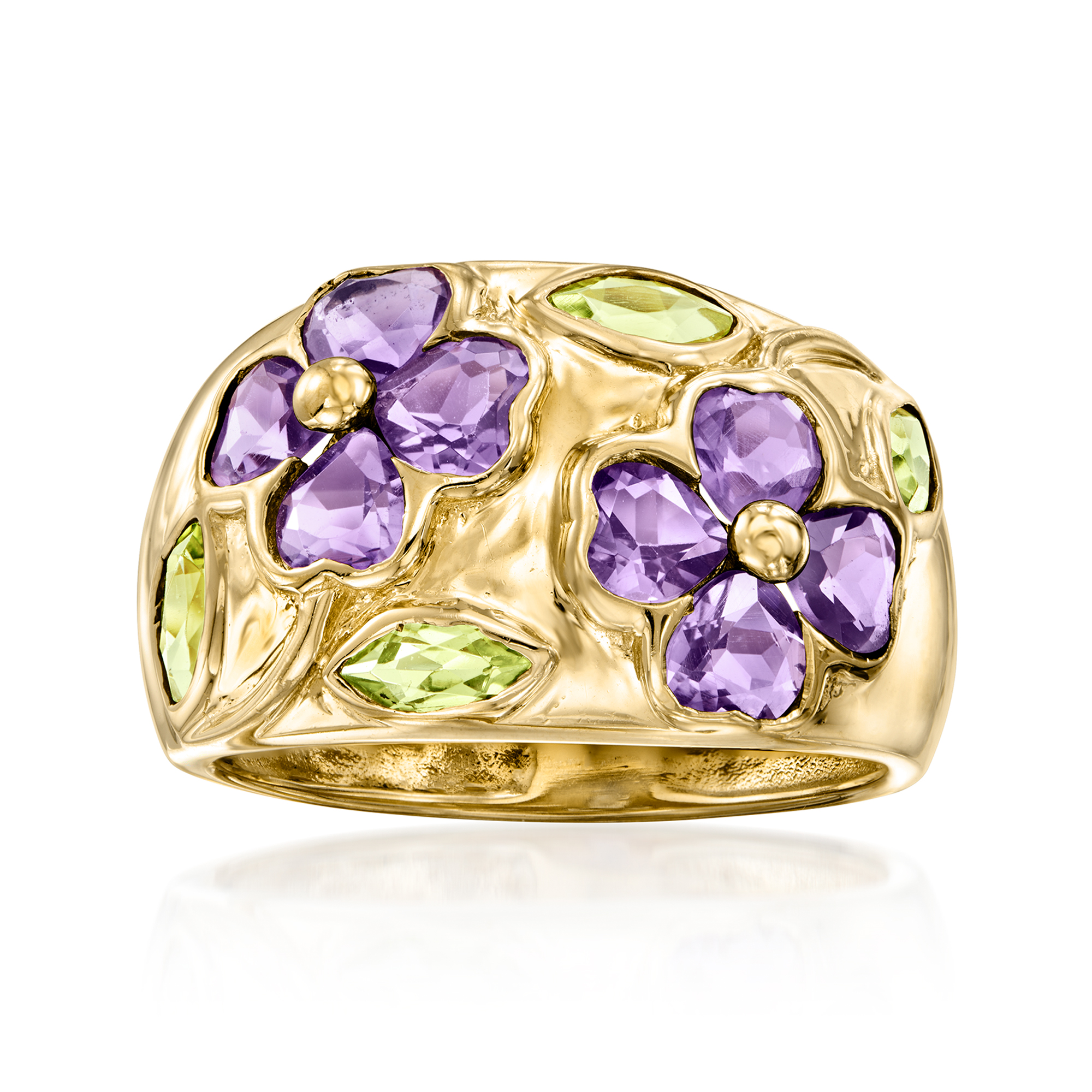 C. 1980 Vintage 1.20 ct. t.w. Amethyst and .60 ct. t.w. Peridot Flower ...