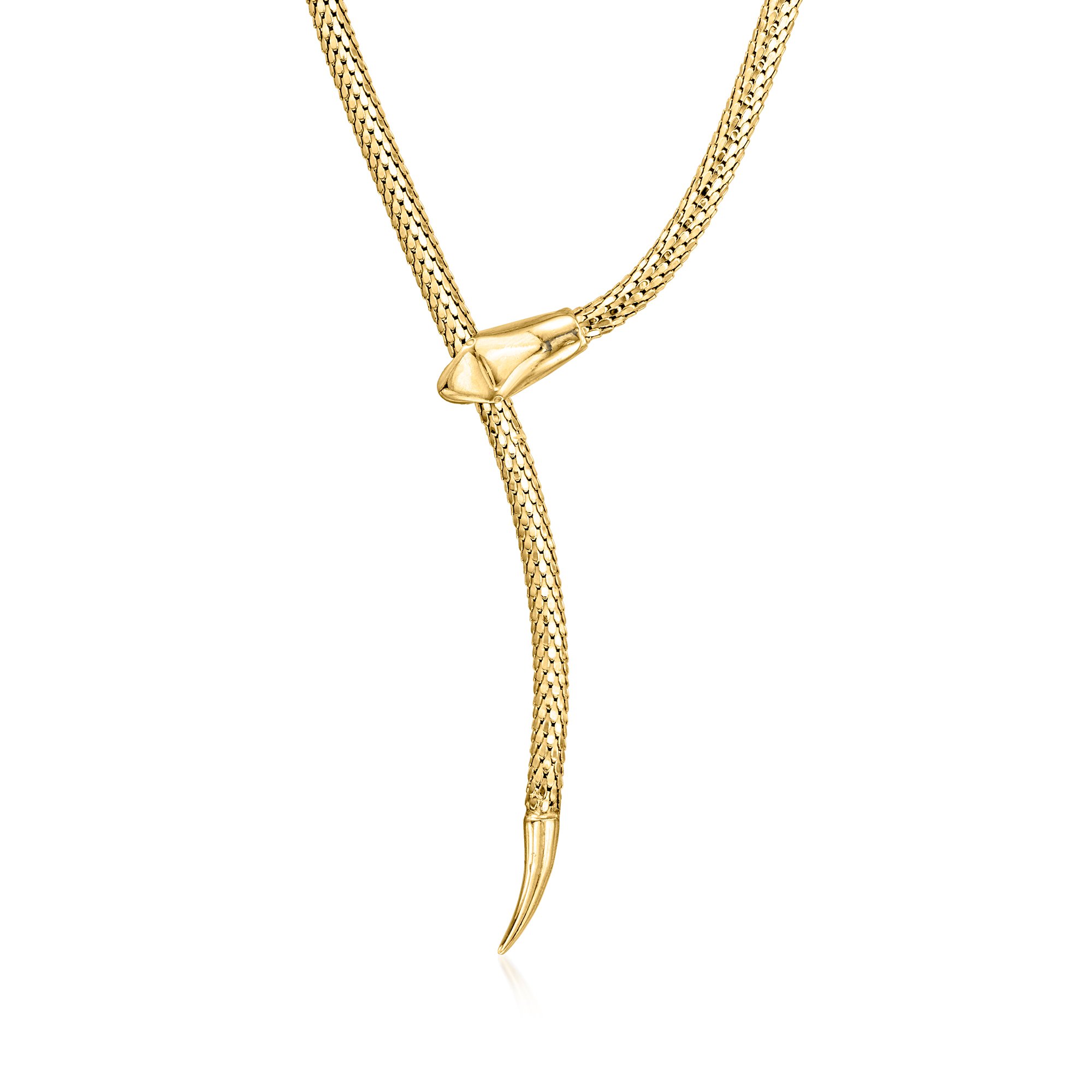 Italian 22kt Gold Over Sterling Snake Lariat Necklace | Ross-Simons