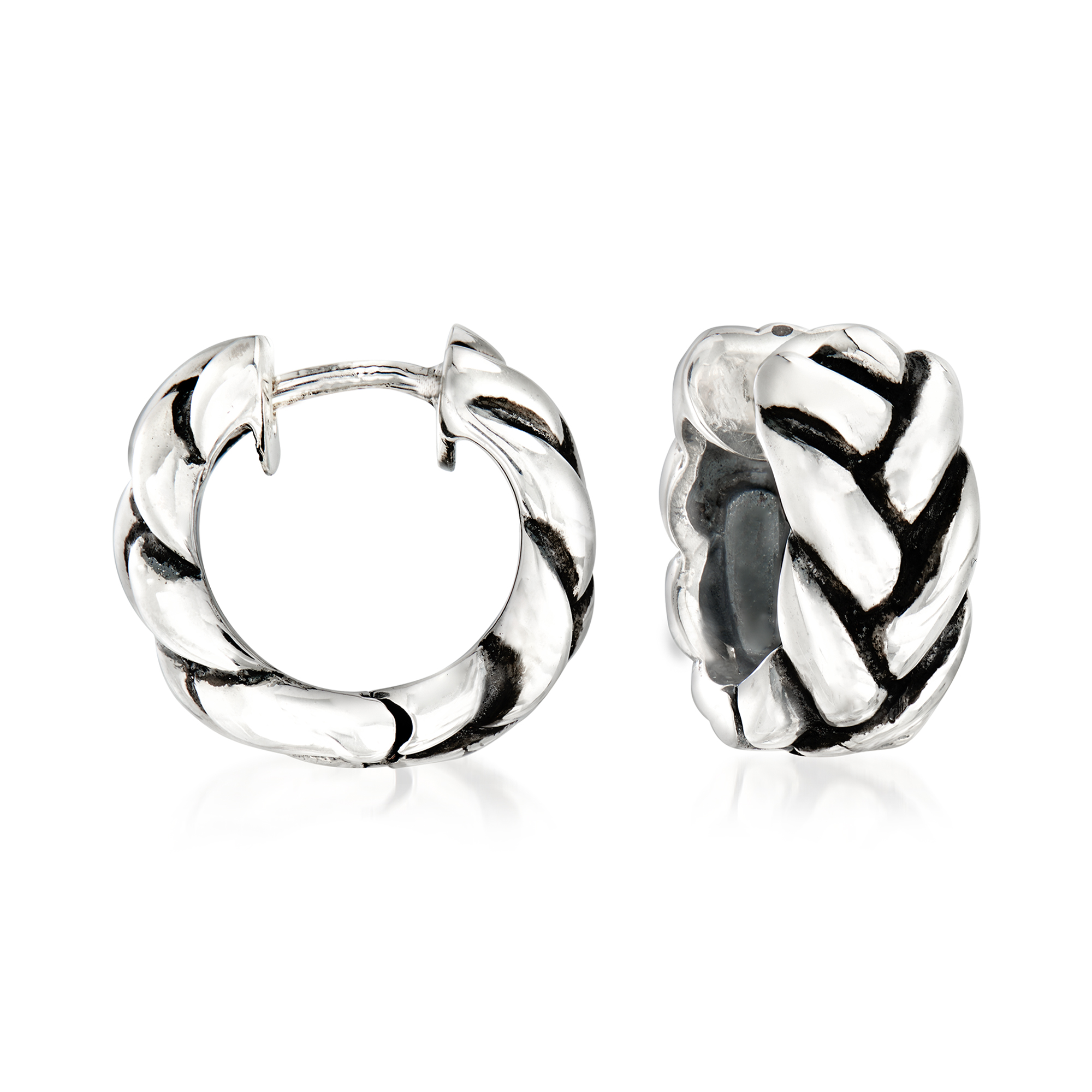 Zina Sterling Silver Braid Huggie Hoop Earrings. 1/2" | Ross-Simons