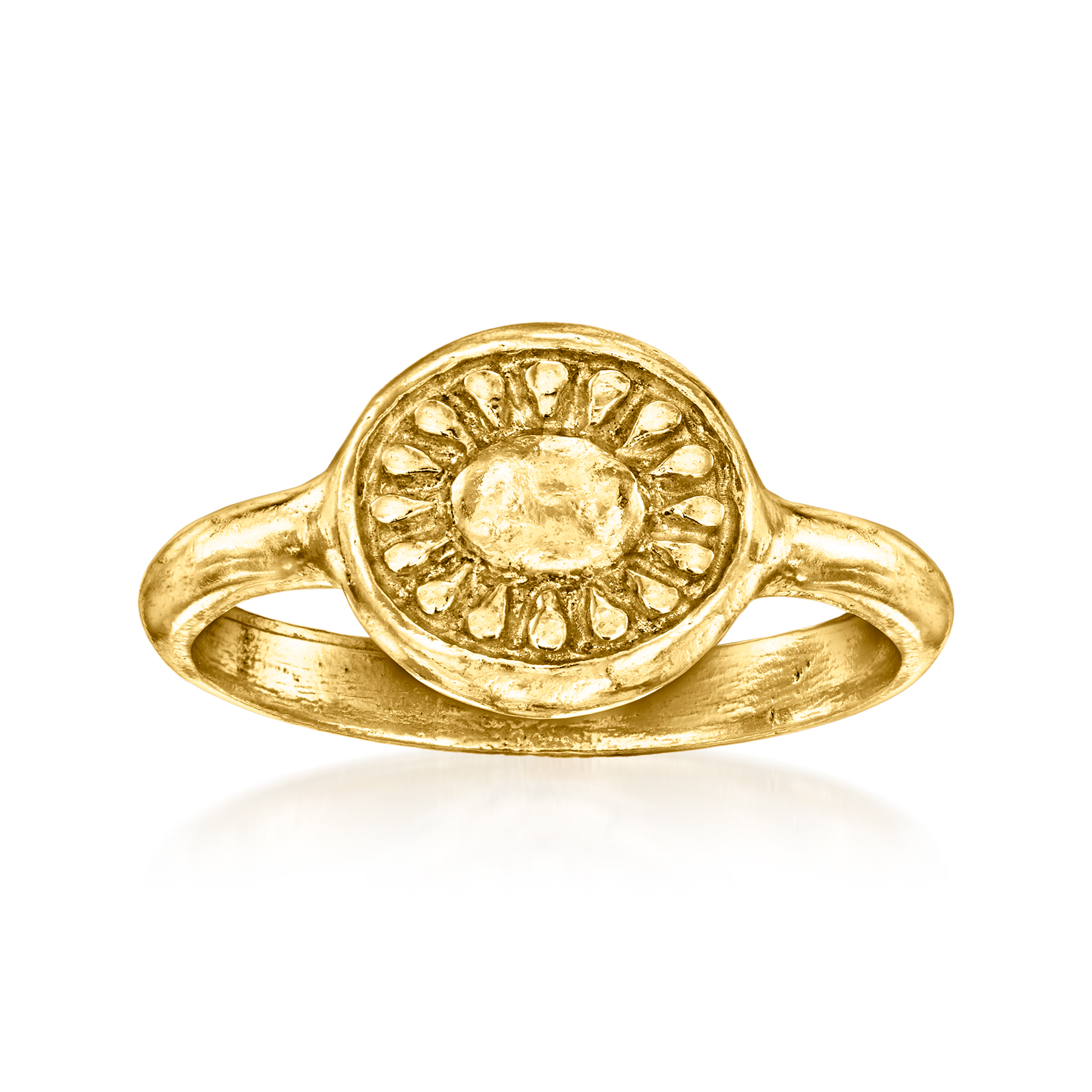 Italian 14kt Yellow Gold Sunflower Ring | Ross-Simons