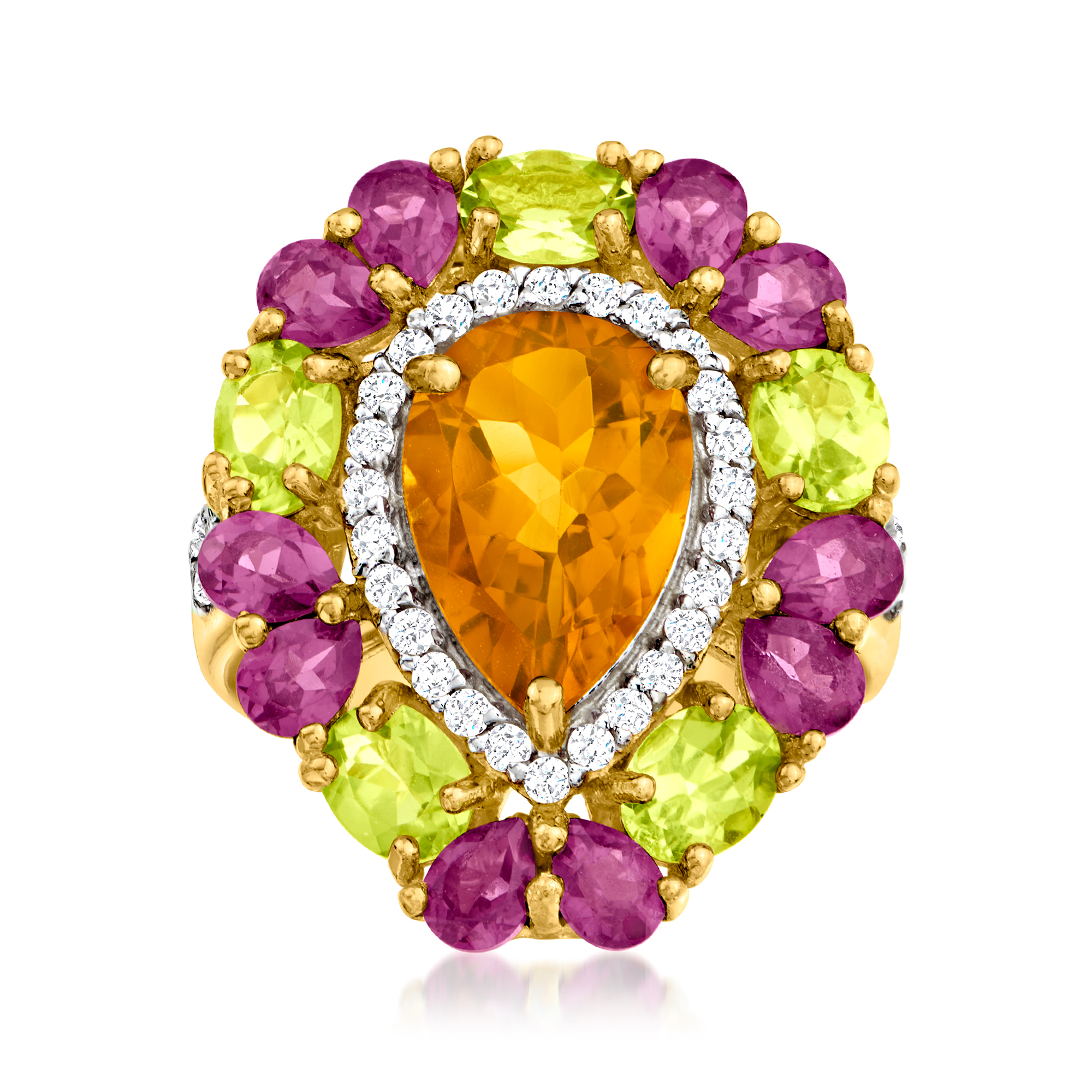 2.30 Carat Citrine Ring with 4.50 ct. t.w. Multi-Gemstones in 18kt Gold ...