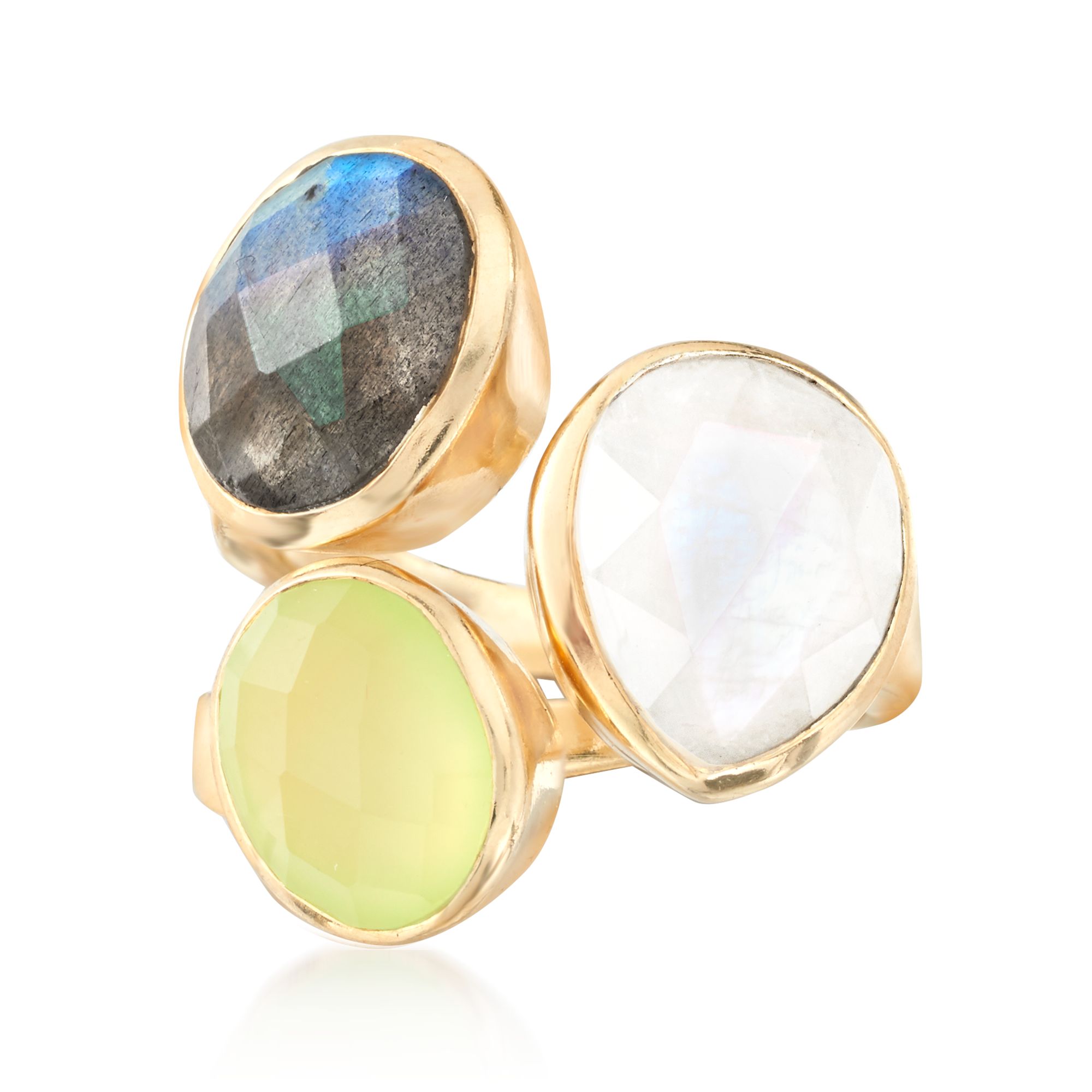 Prehnite, Labradorite and Moonstone Ring in 18kt Gold Over Sterling ...