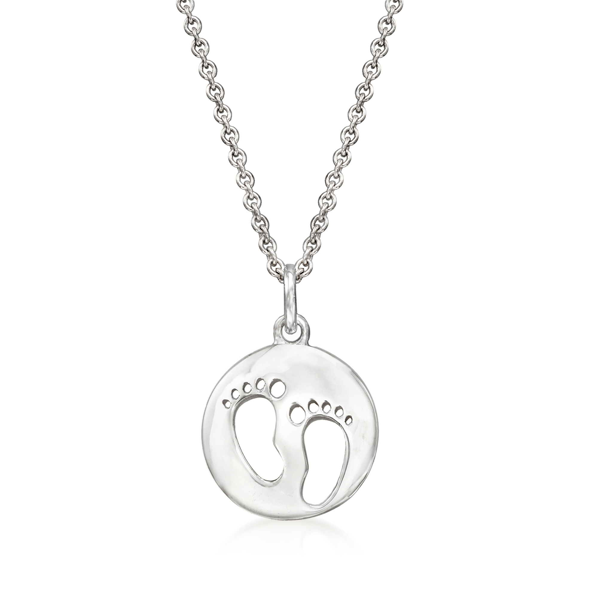 Zina Sterling Silver "Baby Feet" Pendant Necklace | Ross-Simons