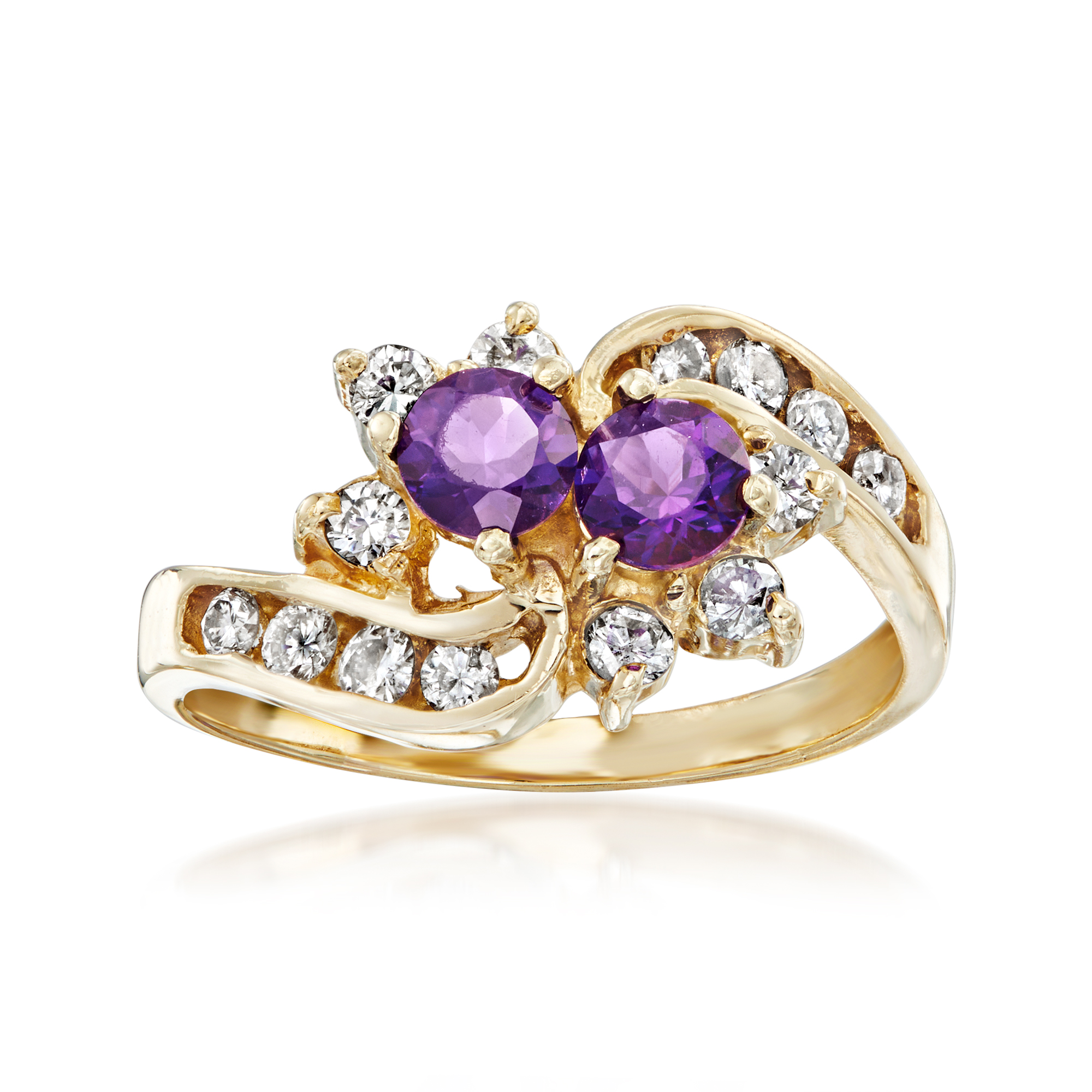 C. 1990 Vintage .50 ct. t.w. Amethyst Swirl Ring with .50 ct. t.w ...