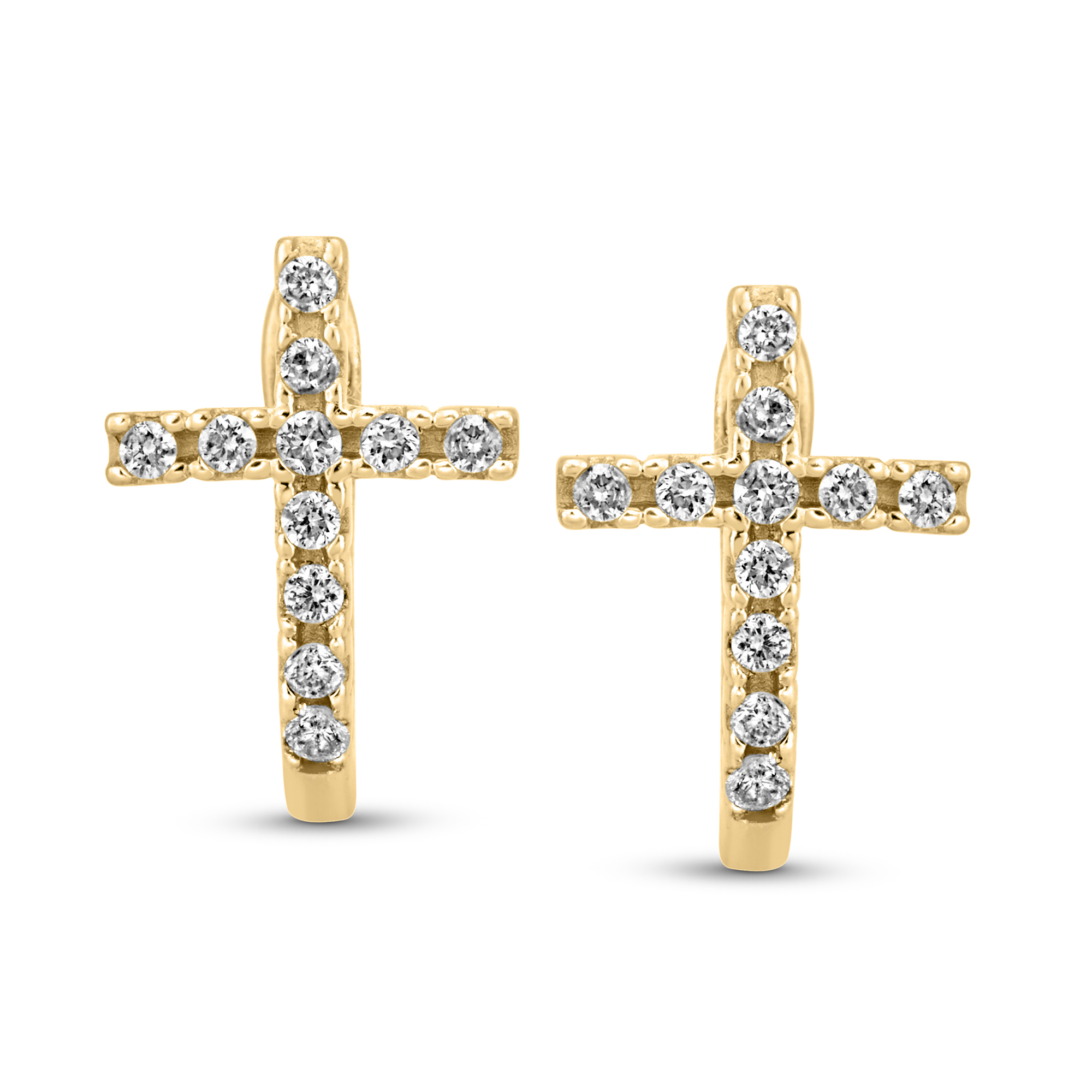 .33 ct. t.w. Diamond Cross Hoop Earrings in 14kt Yellow Gold | Ross-Simons