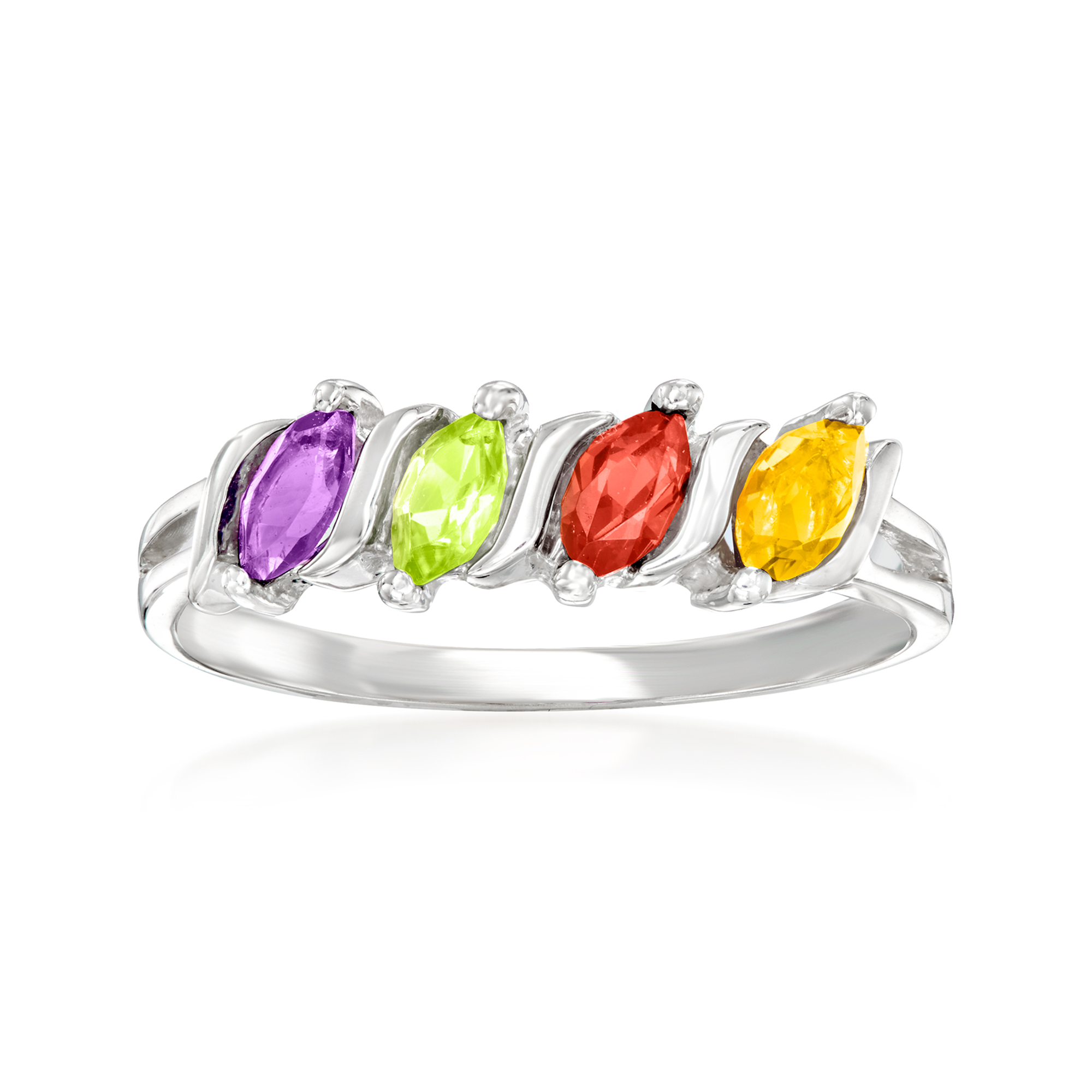 Personalized Marquise Band Ring in Sterling Silver 2 to 6 Birthstones ...