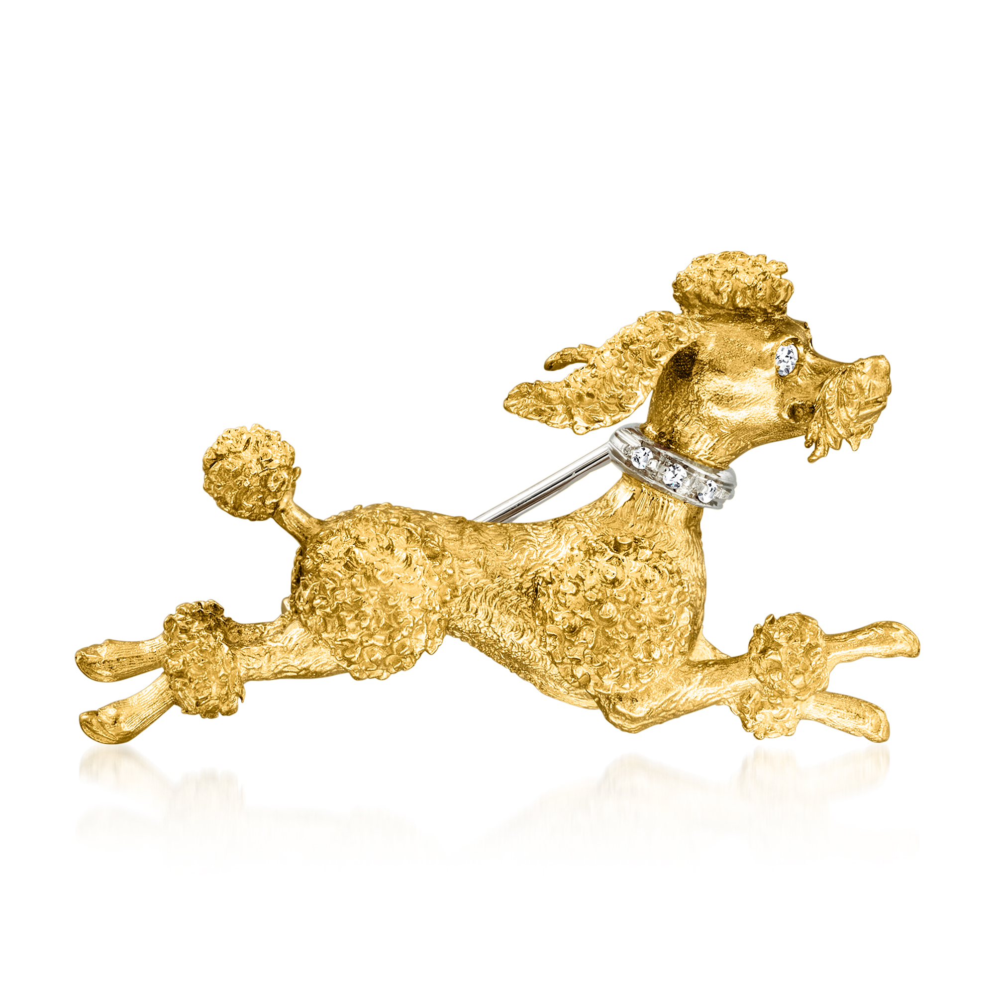 C. 1980 Vintage 18kt Yellow Gold Poodle Pin with Diamond Accents | Ross ...