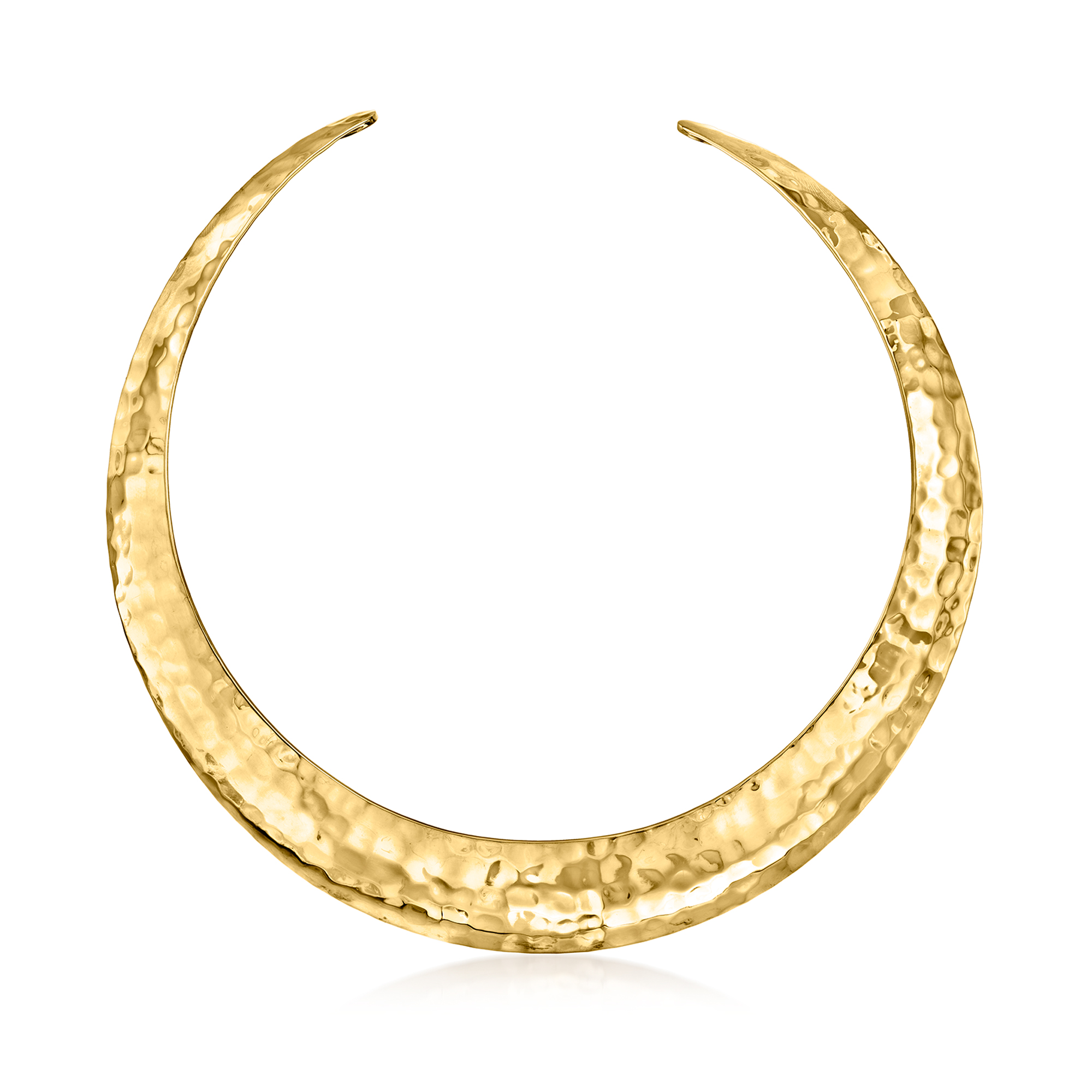 Italian 18kt Gold Over Sterling Graduated Hammered Collar Necklace ...
