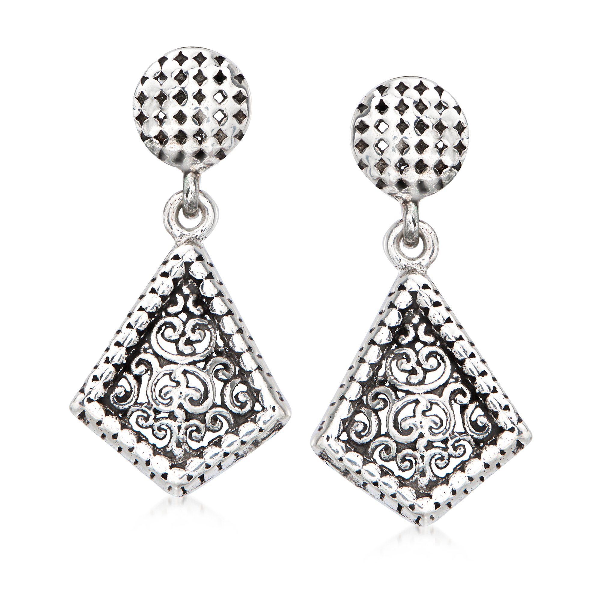 Sterling Silver Kite-Shaped Filigree Drop Earrings | Ross-Simons