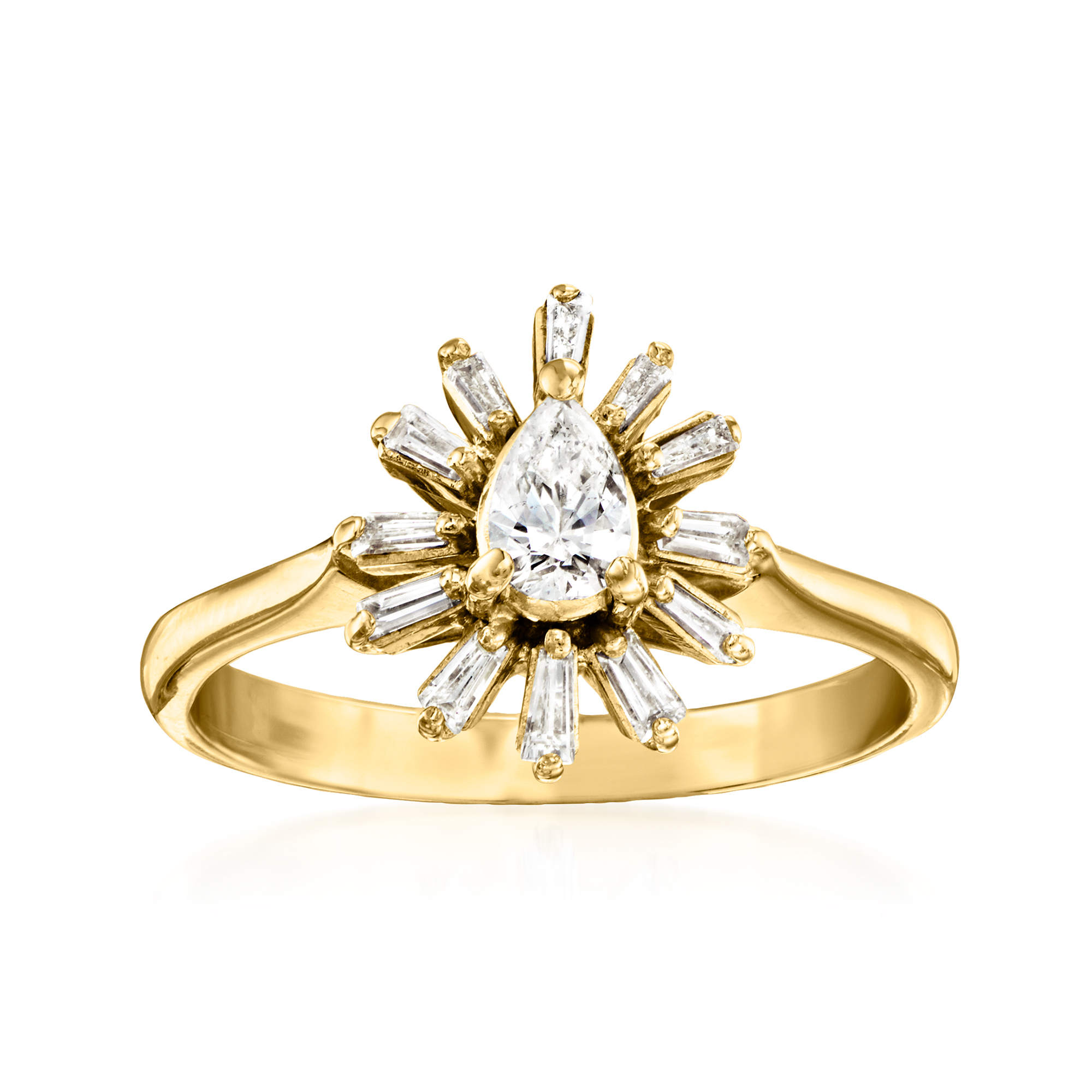 C. 1980 Vintage .50 ct. t.w. Diamond Burst Ring in 14kt Yellow Gold ...
