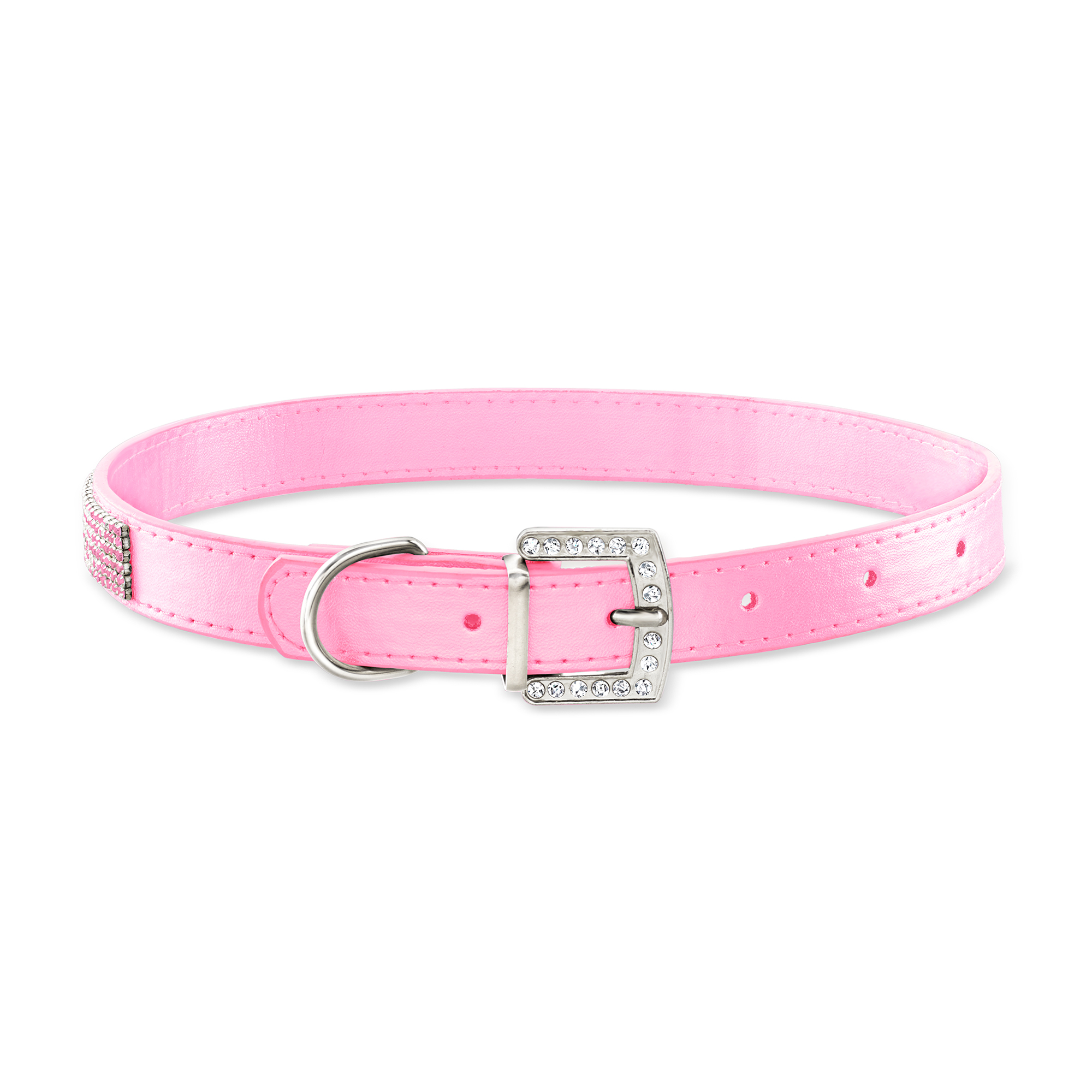 Multi-Row Rose Rhinestone Pink Leather Dog Collar | Ross-Simons