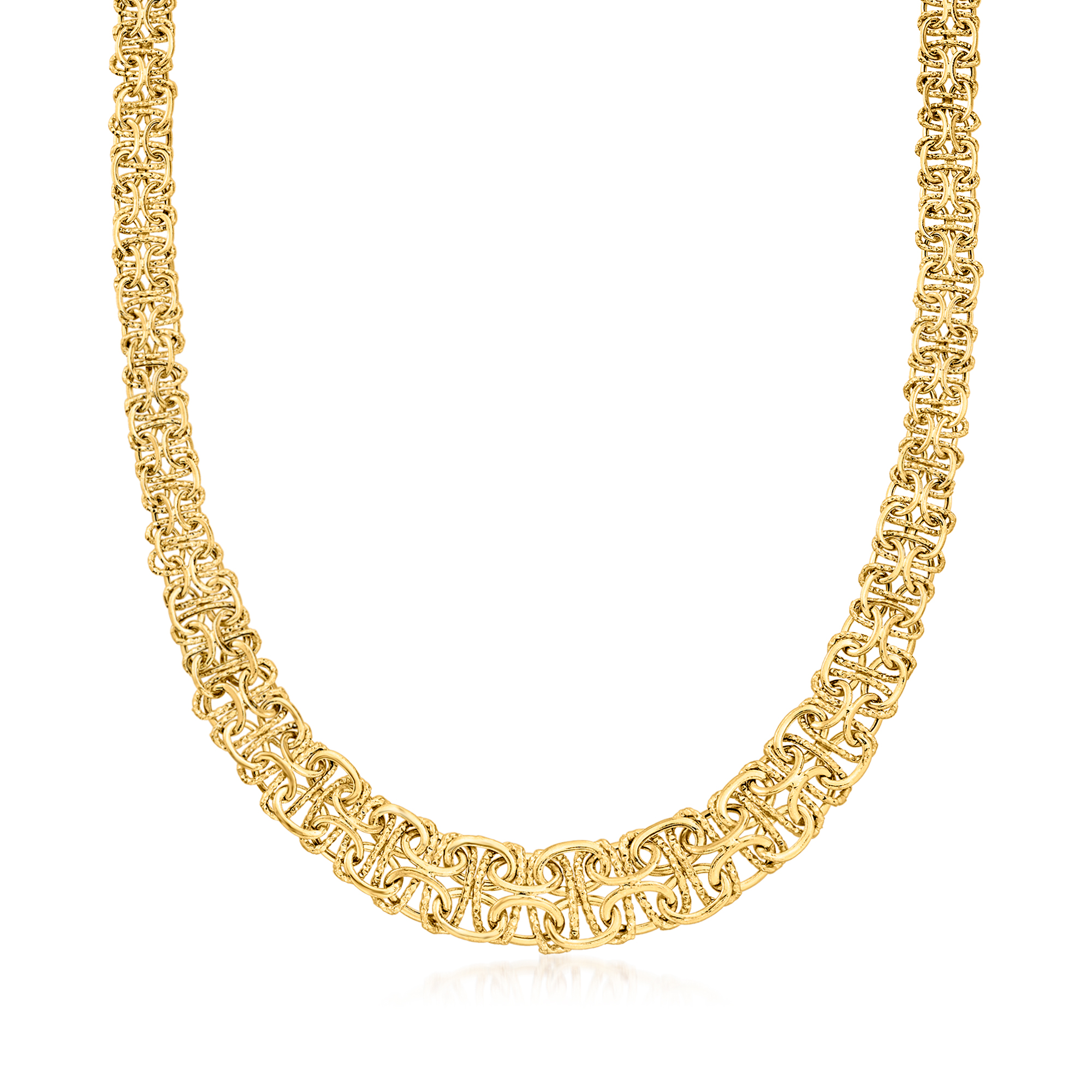 10kt Yellow Gold Graduated Interlocking Multi-Link Necklace | Ross-Simons