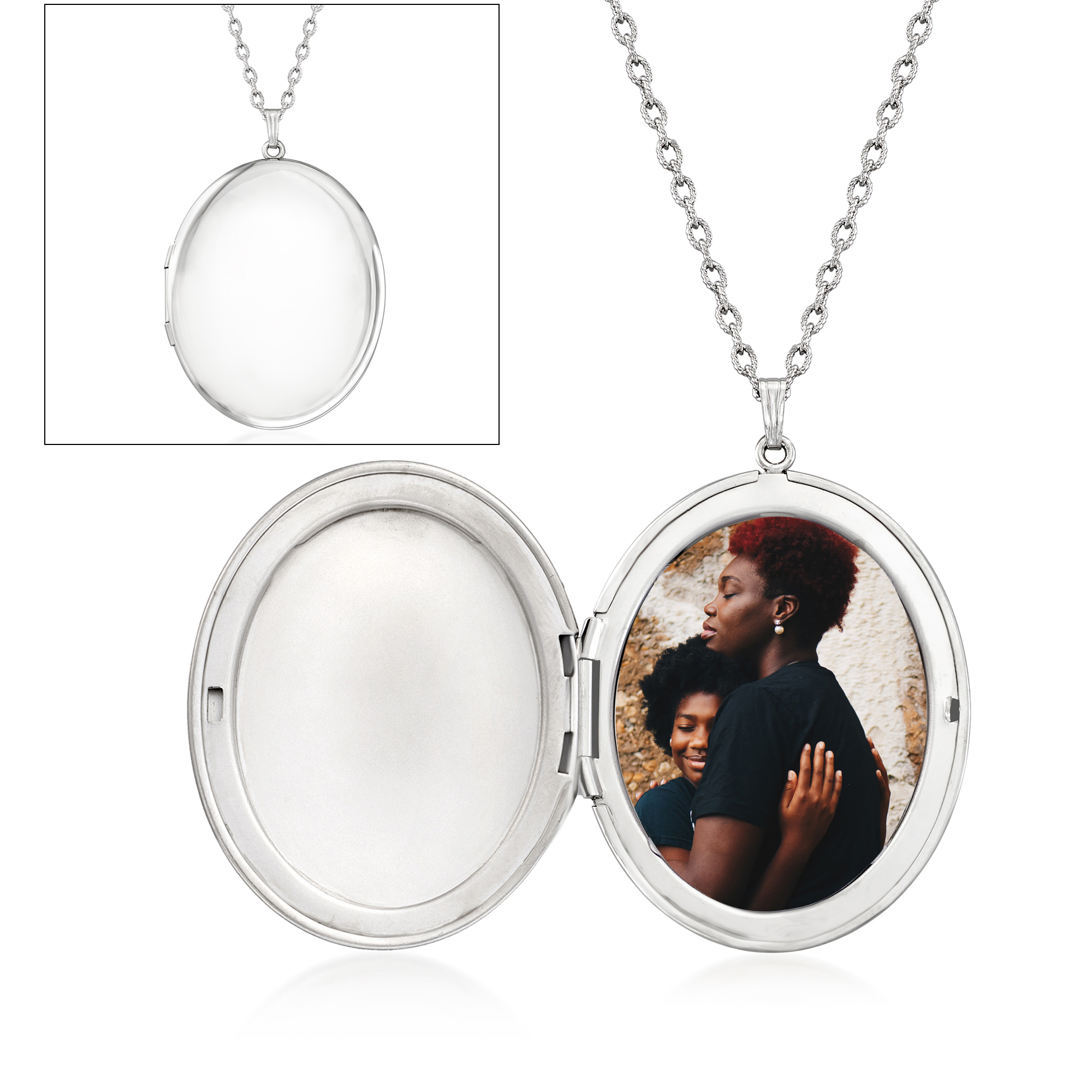 Personalized Photo Extra-Large Oval Locket Necklace in Sterling Silver ...